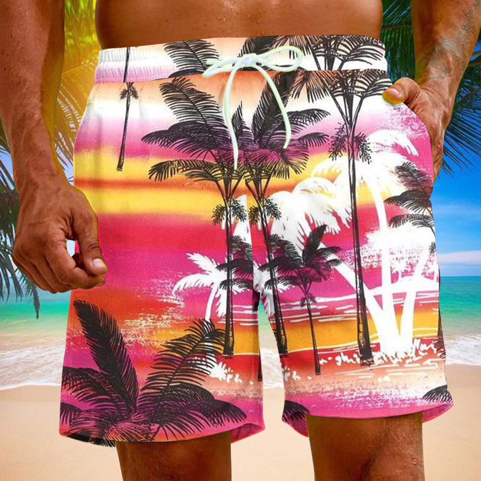 Summer Saving Clearance Pitauce Mens Shorts Hawaiian Tropical Print ...