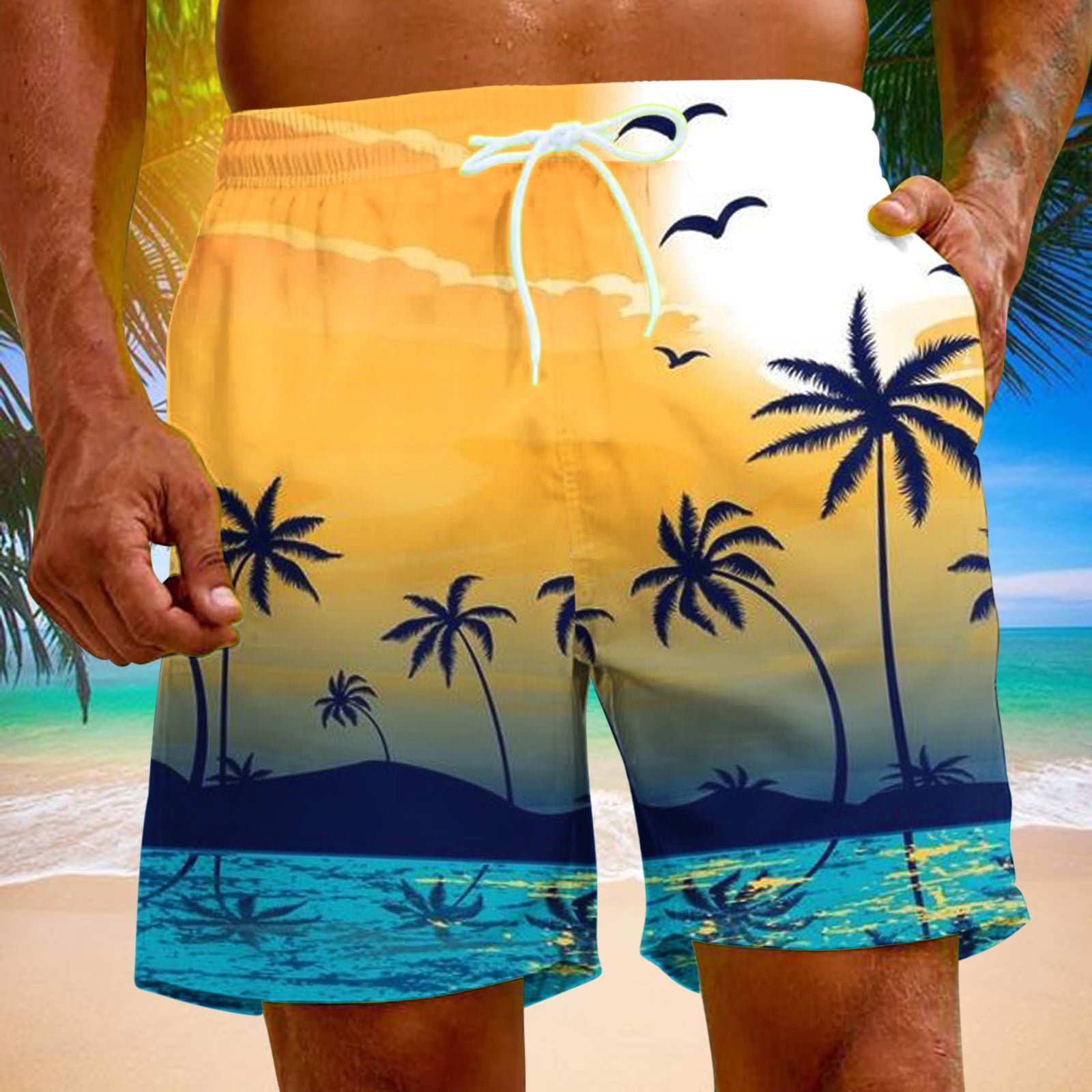 Summer Saving Clearance Pitauce Mens Shorts Hawaiian Tropical Print ...