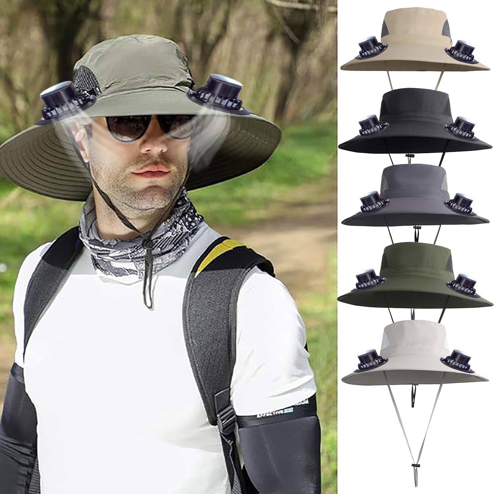 Summer Saving Clearance,Wide Brim Solar Fan Hat,Fishing Hat with 2 ...