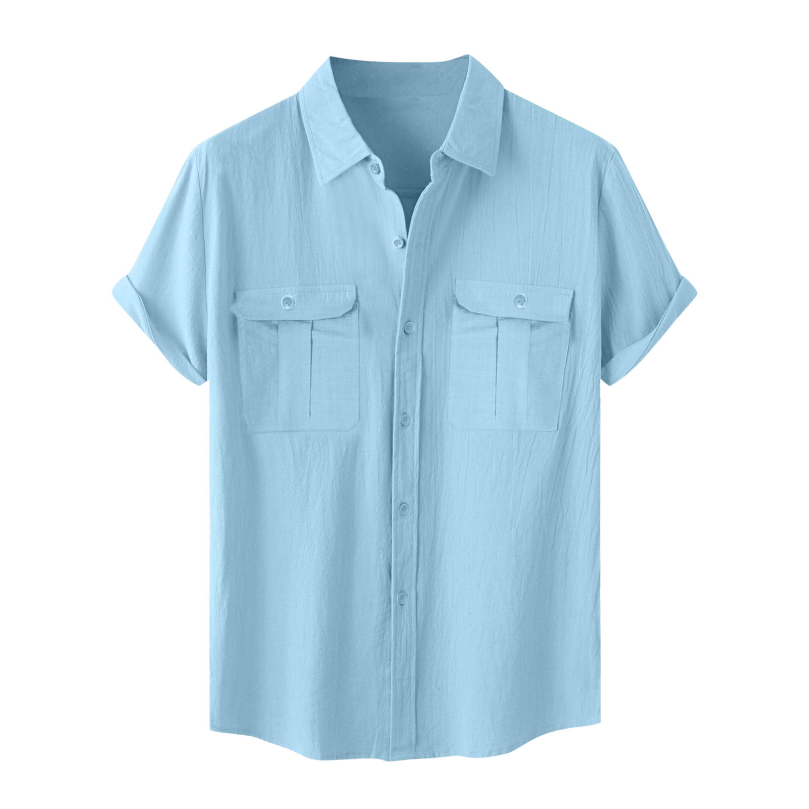 Ynynloco Men's Casual Regular-Fit Short Sleeve Button-Up Collared Plaid ...