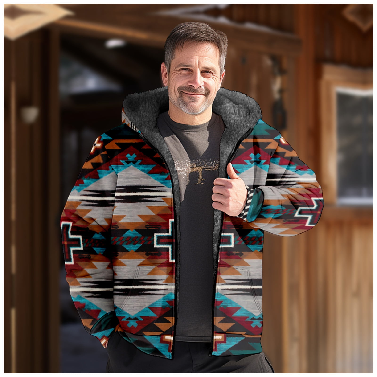 Summer Saving!Father Day Sale Deals!Mens Sherpa Aztec Jacket,Western ...