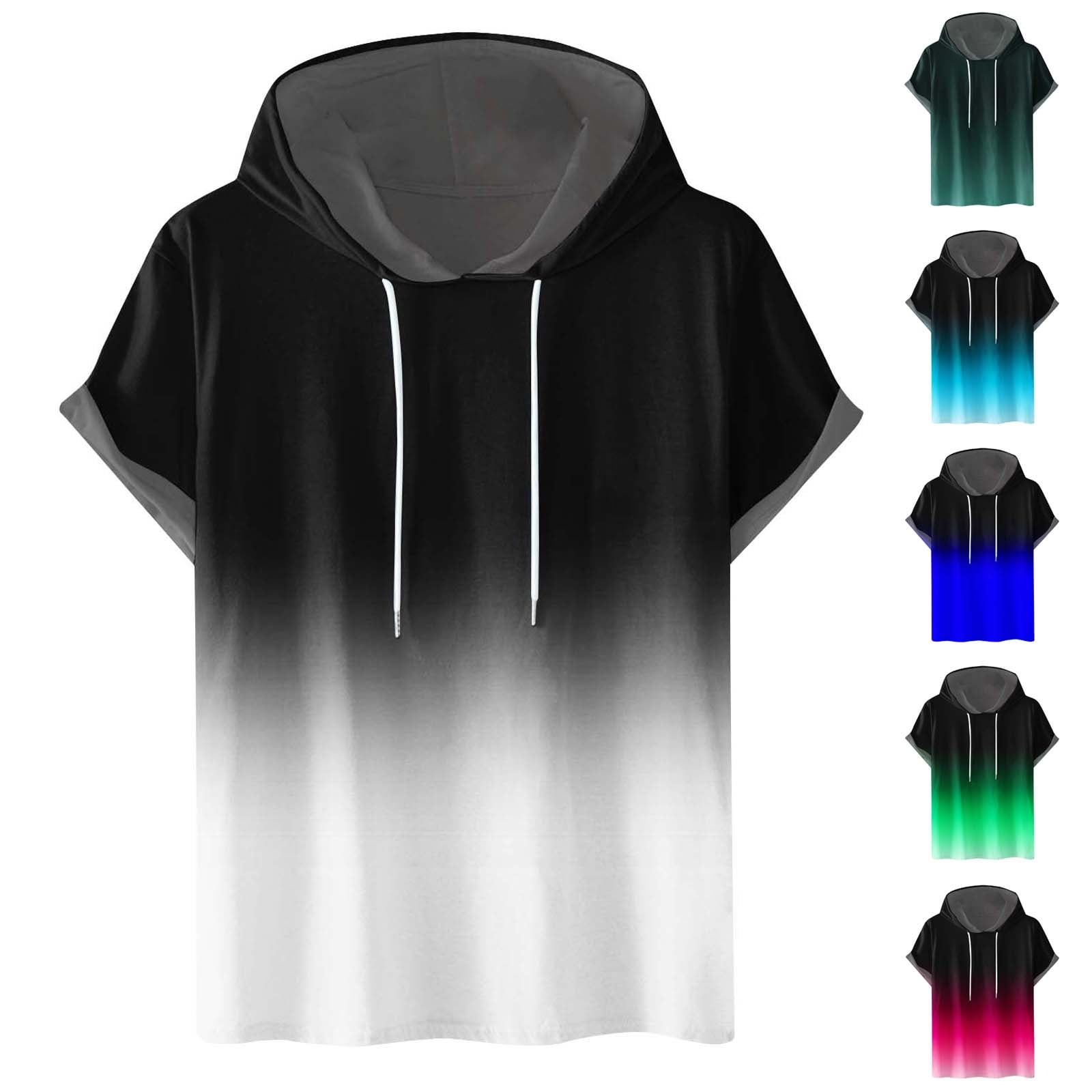 Summer Saving!Short Sleeve Hoodies for Men with Front Pocket ...