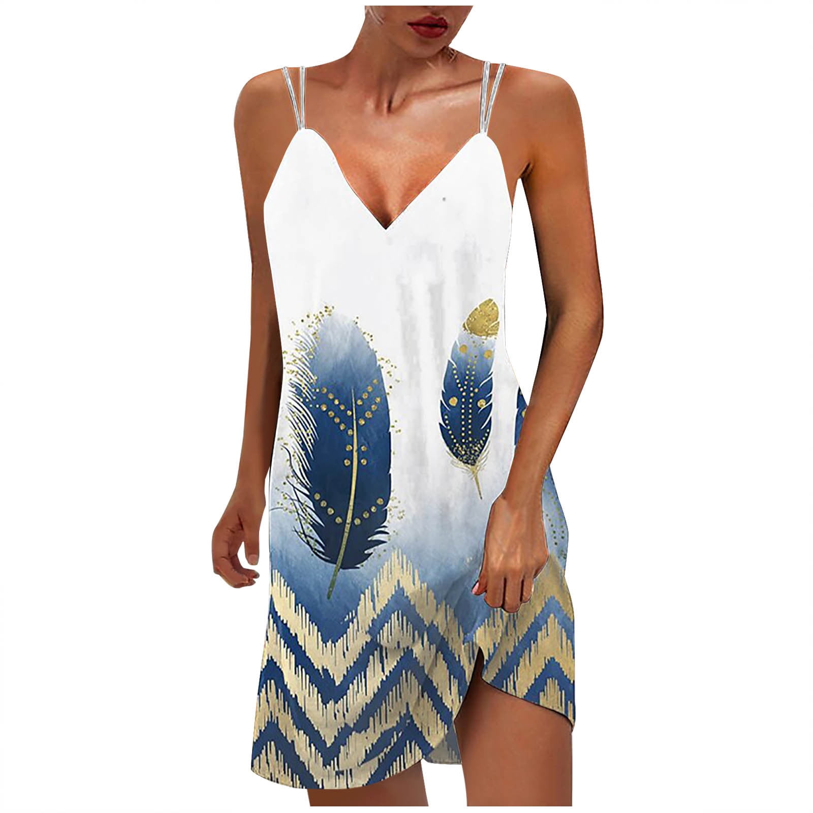 Summer Saving Wycnly Dresses for Women 2024 Summer Sleeveless V-Neck ...