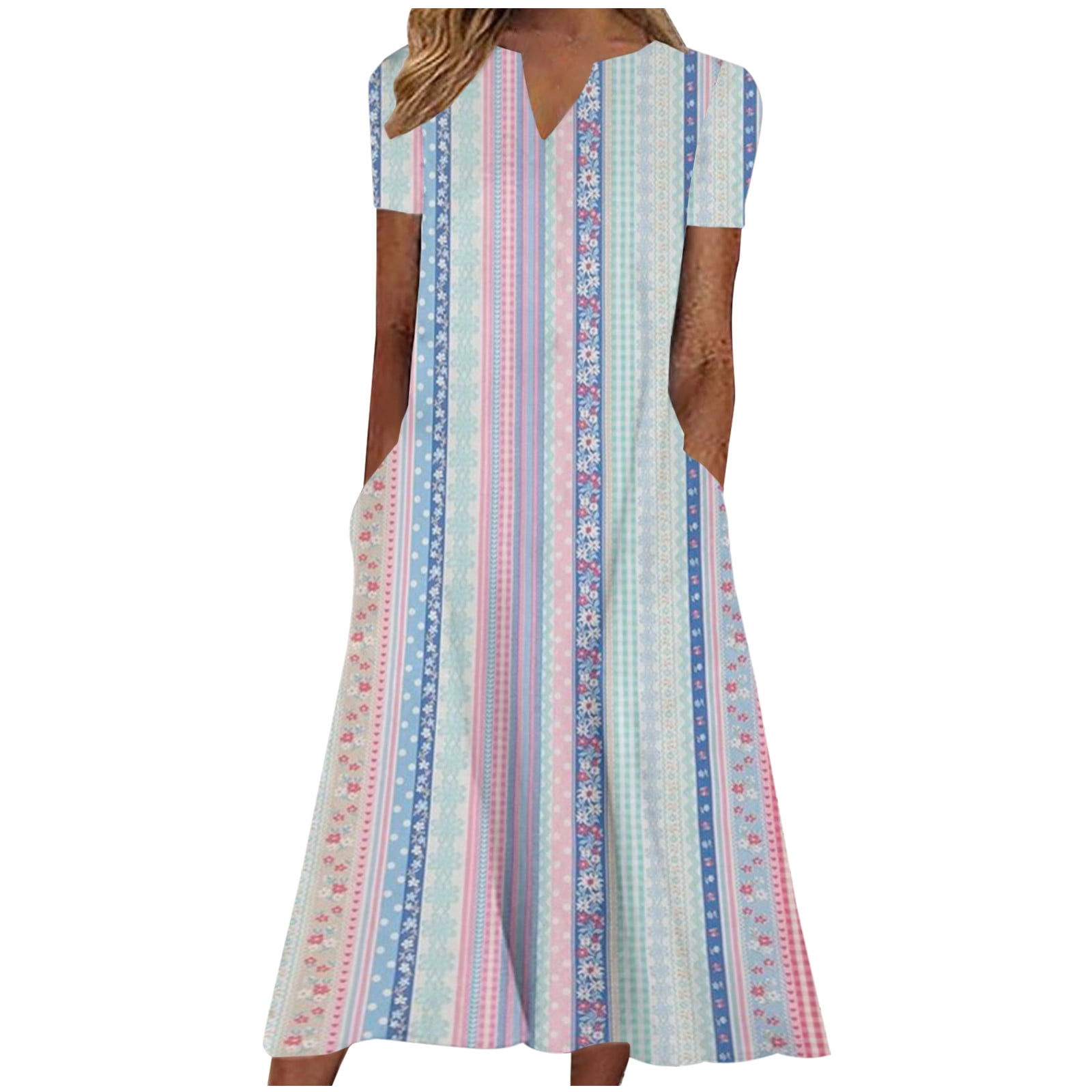 Summer Saving Wycnly Summer Dresses for Women Plus Size Loose Swing ...