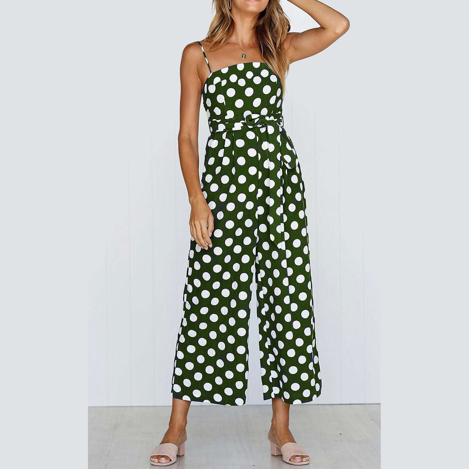 Summer Saving Wycnly Jumpsuits for Women Dressy Beach Boho Spaghetti ...