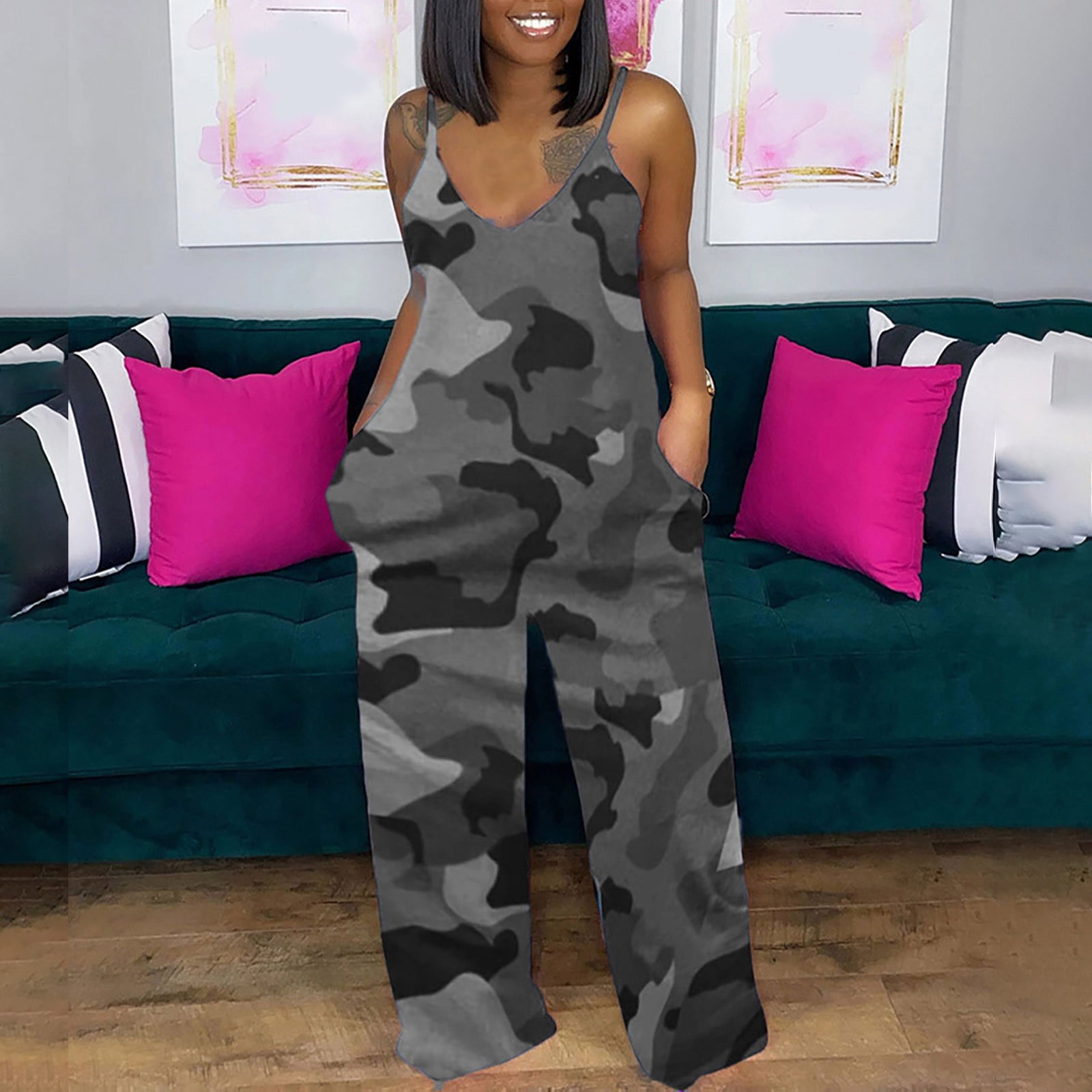 Summer Saving Wycnly Jumpsuits for Women Dressy Plus Size Fashion Baggy ...