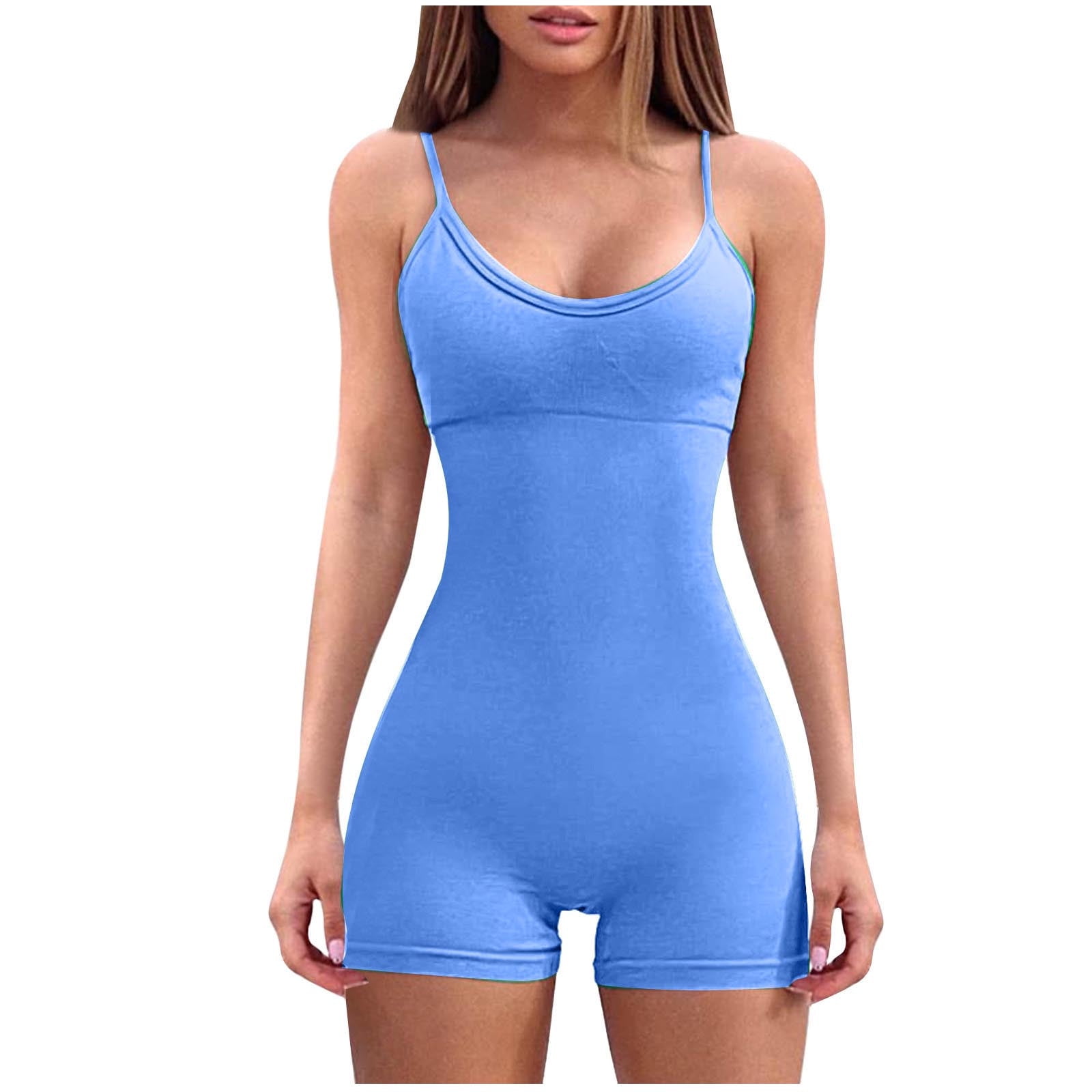 Summer Saving Wycnly Rompers for Women Sexy Slim Fit Spaghetti Strap ...