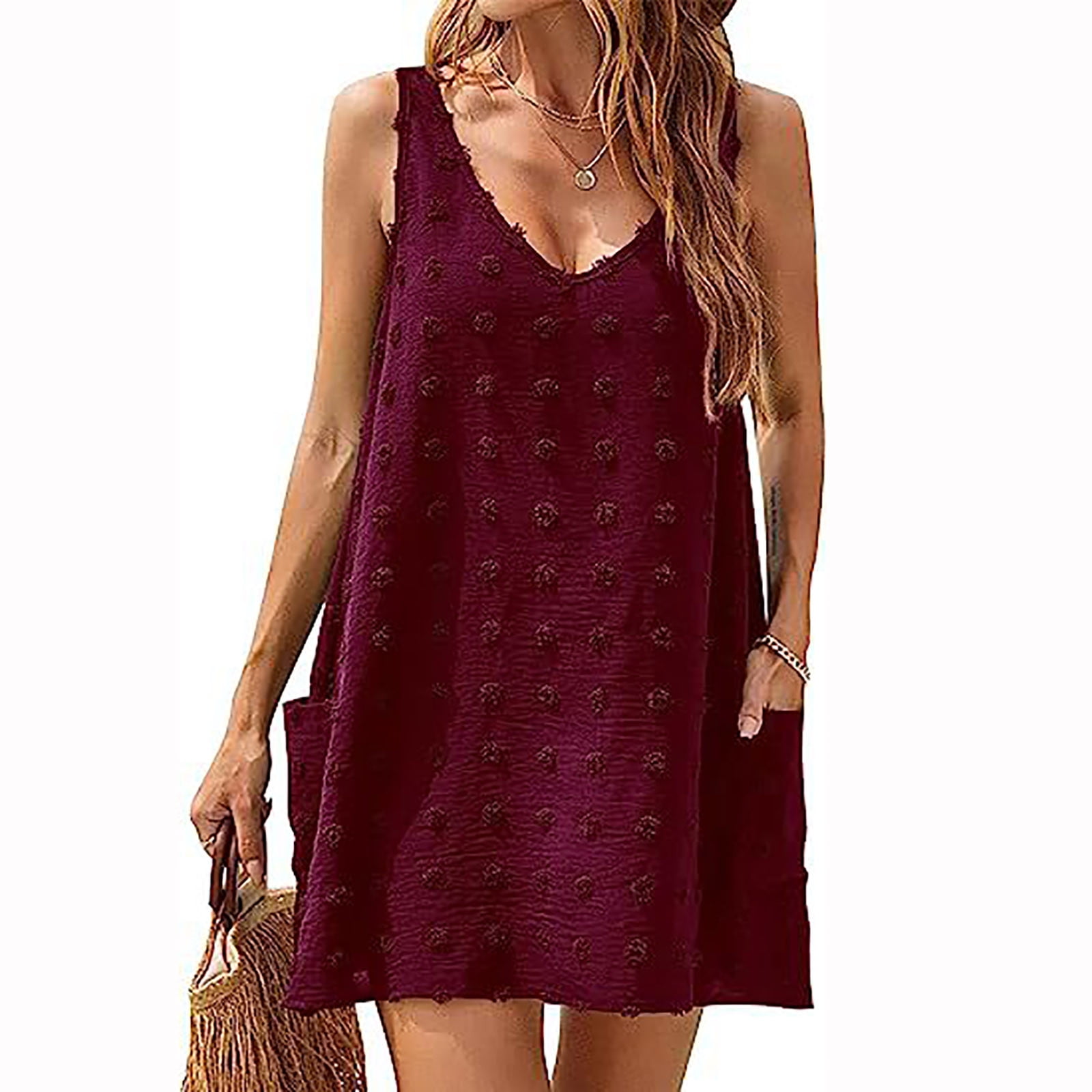 Summer Saving Wycnly Summer Dresses for Women Beach Comfy Chiffon ...