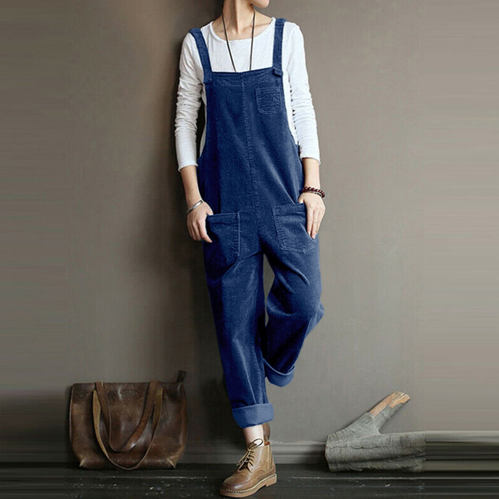 Summer Saving!YANHAIGONG Womens Corduroy Overalls Loose Fit,Womens ...
