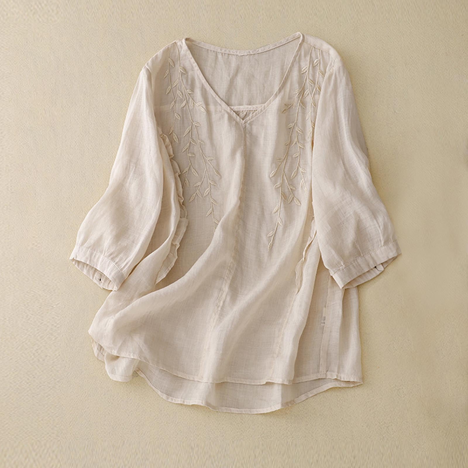 Summer Saving!YANHAIGONG Womens Cotton Linen Boho Tunics,Cotton Linen ...