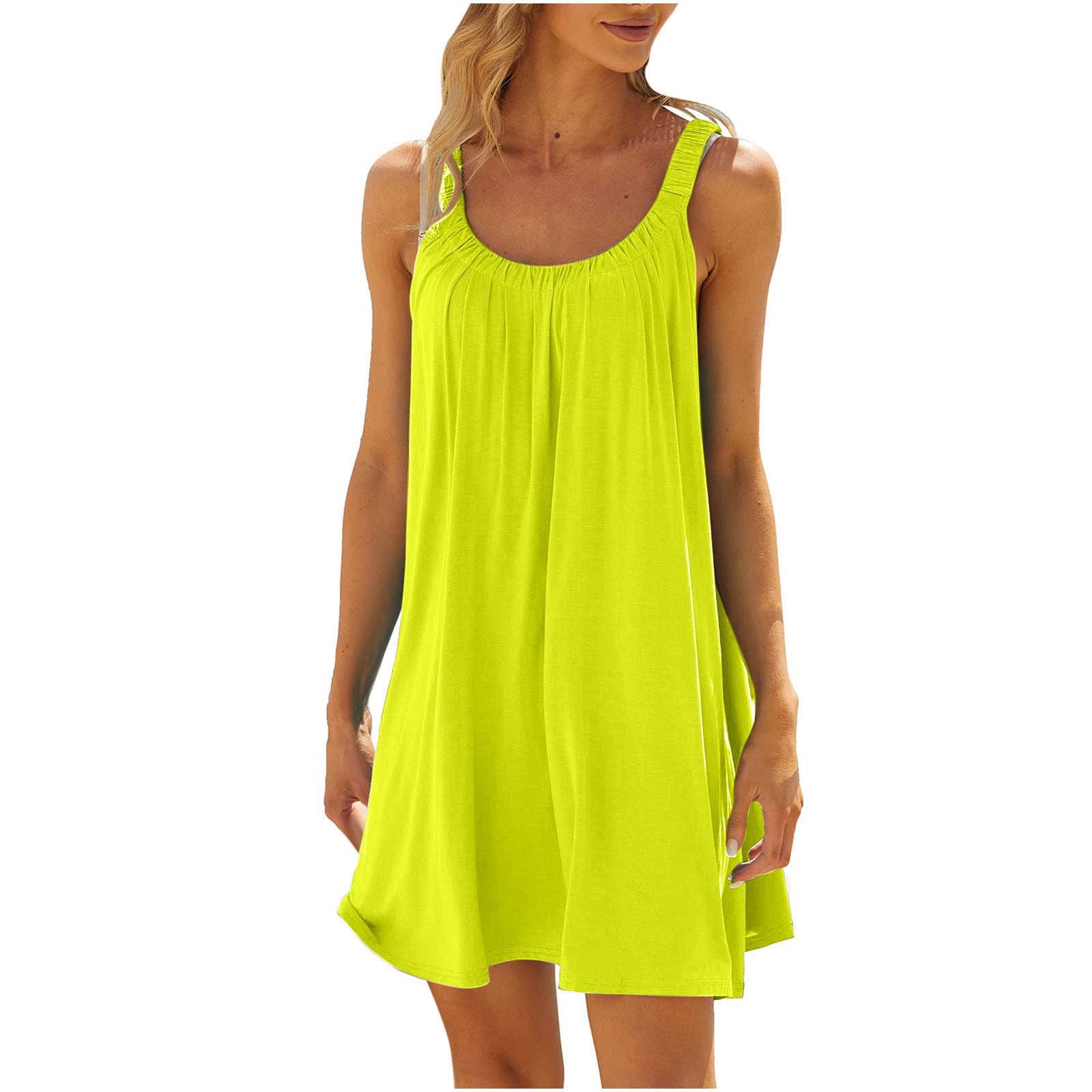 Yievot Summer Casual Tshirt Dresses for Women Sleeveless Retro Printed ...