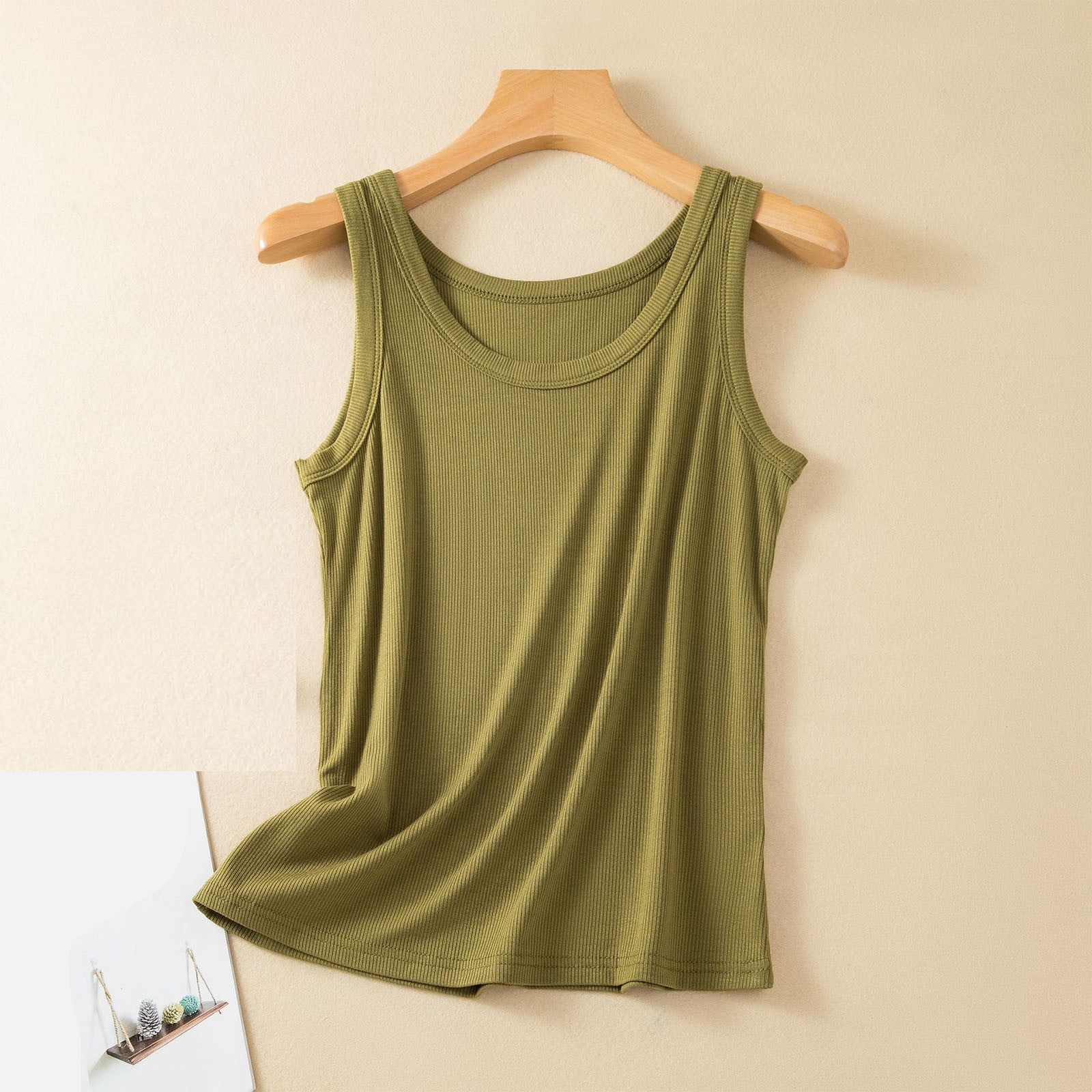 Summer Savings 2024! Pitauce Tank Tops for Women Solid Color Crew Neck ...