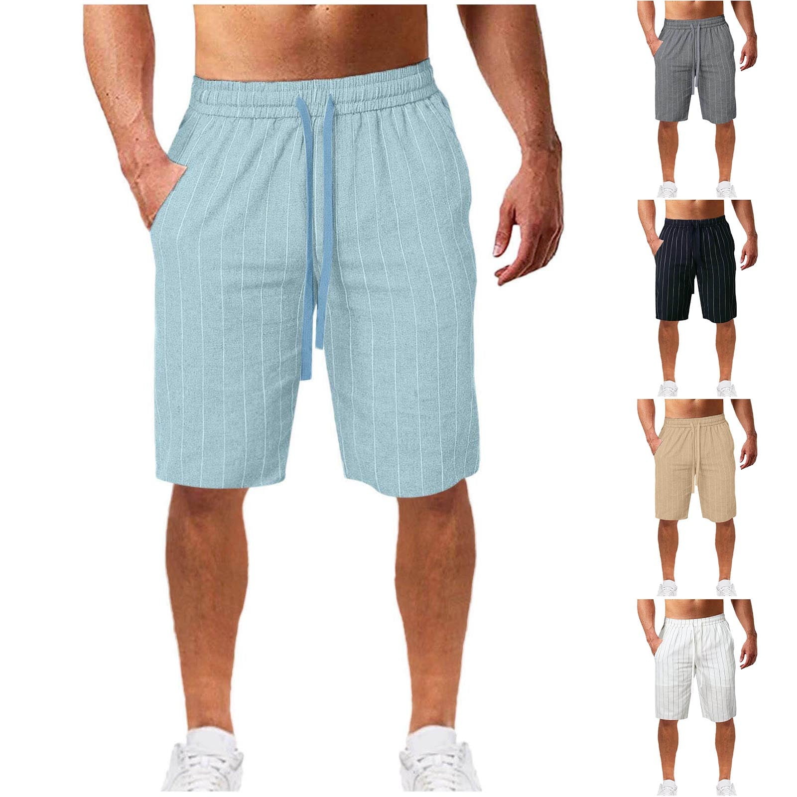 Summer Savings Akafmk Summer Mens Cotton Linen Shorts, Plus Size Mens ...