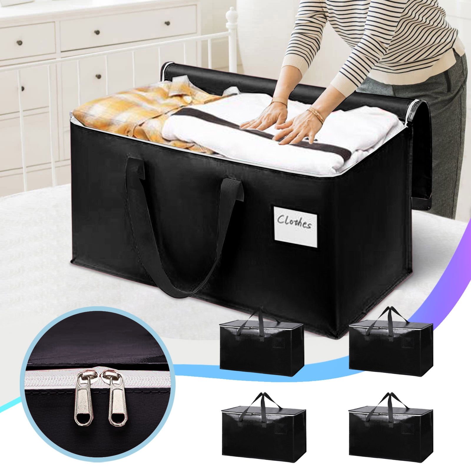 Summer Savings! Boovnll Clothes Storage Bins with Lids, 4Pack 90L Extra ...