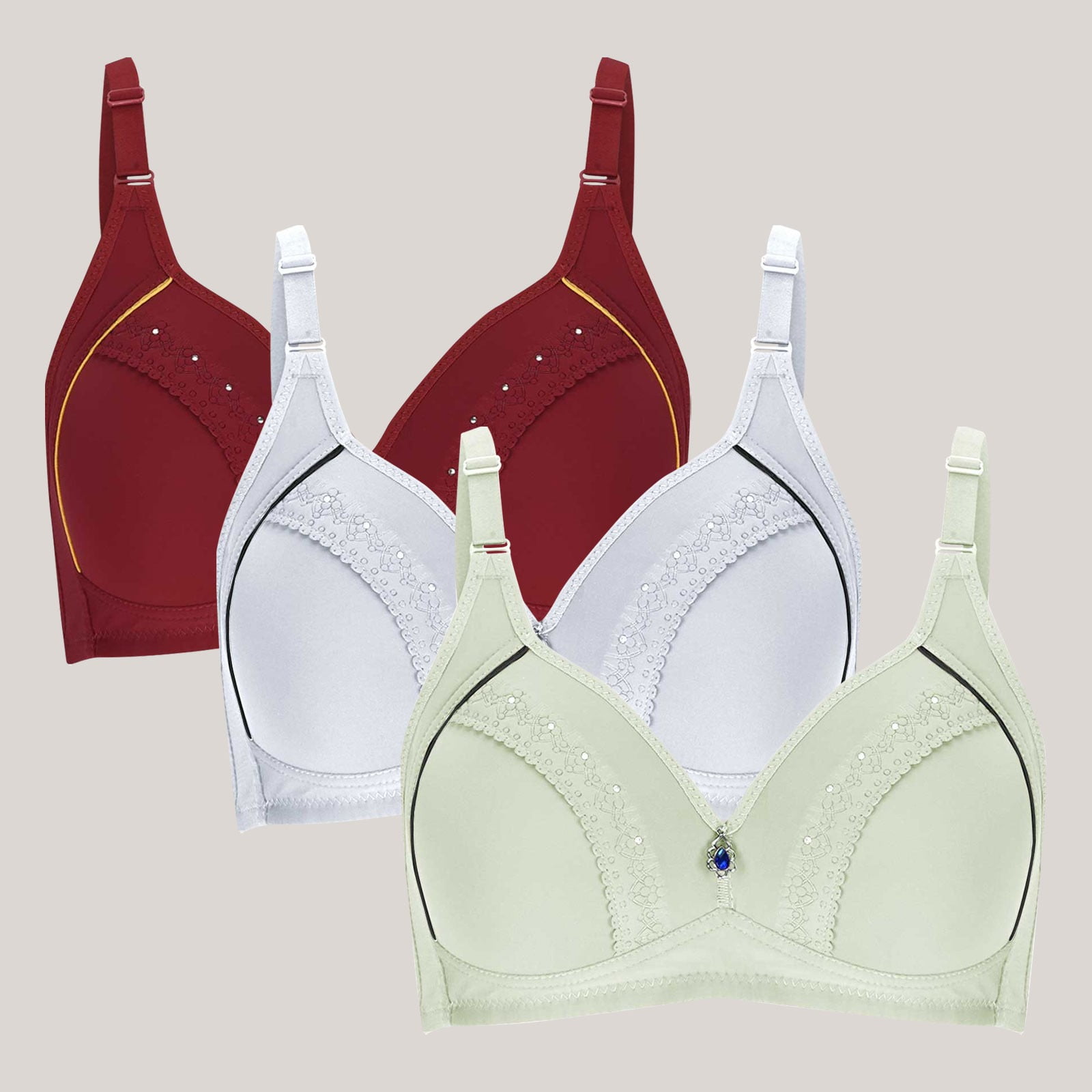 Summer Savings, Breathable Bra Set, Embroidered Glossy, Comfortable, No ...