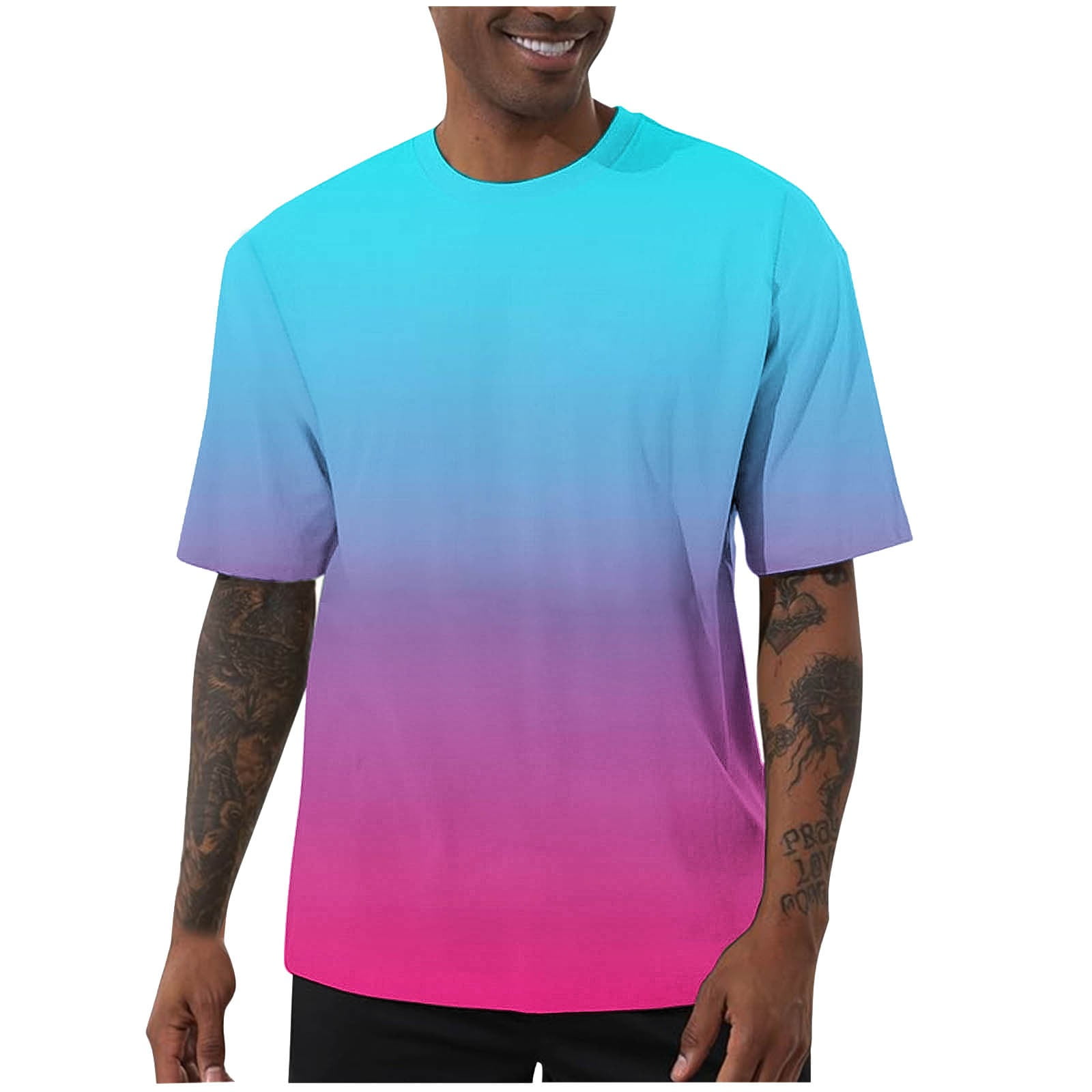 Chiccall Mens Fashion Gradient T Shirts Casual Crew Neck Short Sleeve ...