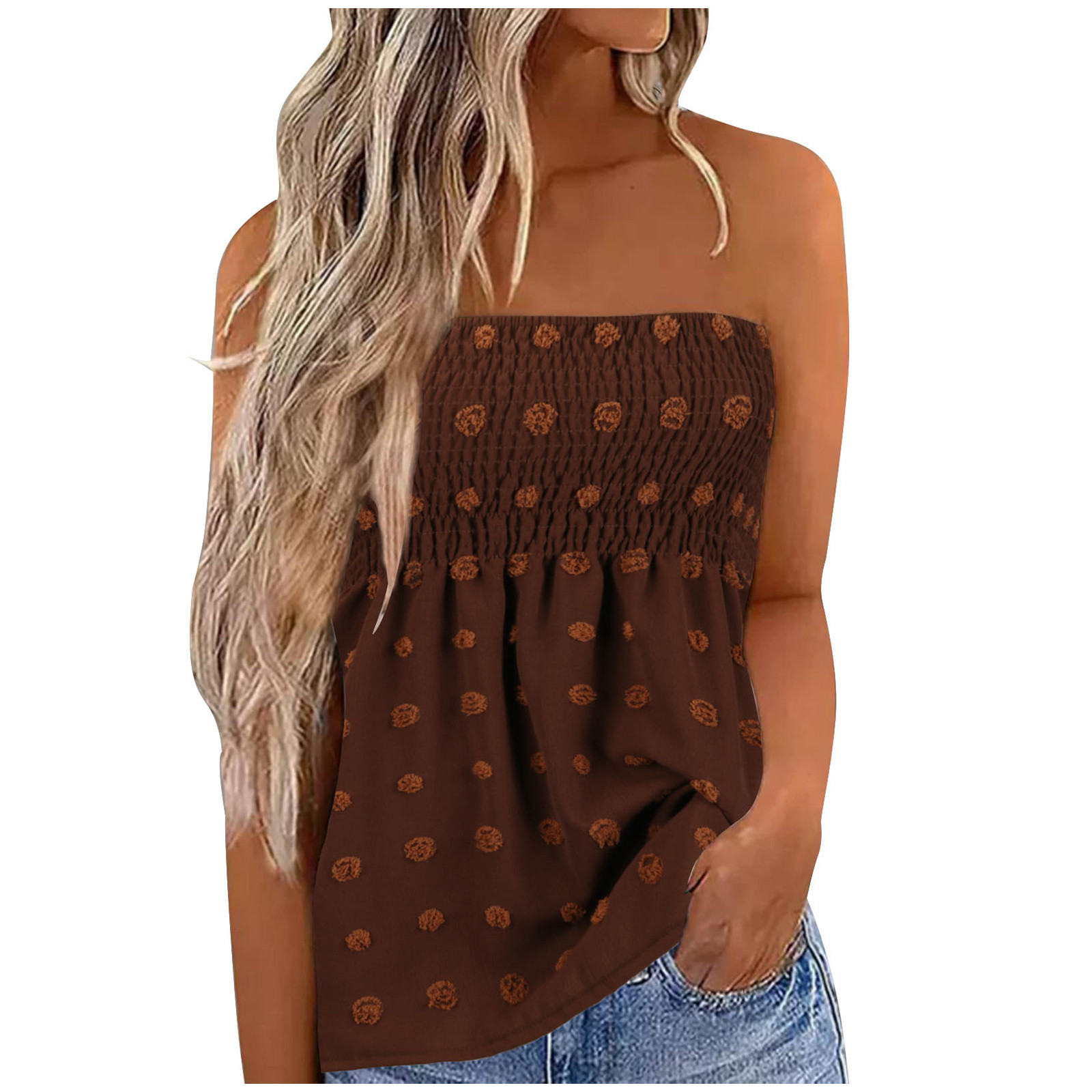 MixMatchy Women's Causal Paisley Print Strapless Basic Tube Top ...