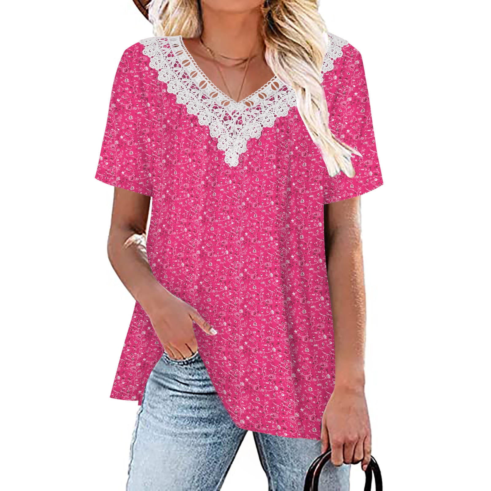 Summer Savings Clearance 2024! AKAFMK Short Sleeve Shirts for Women ...