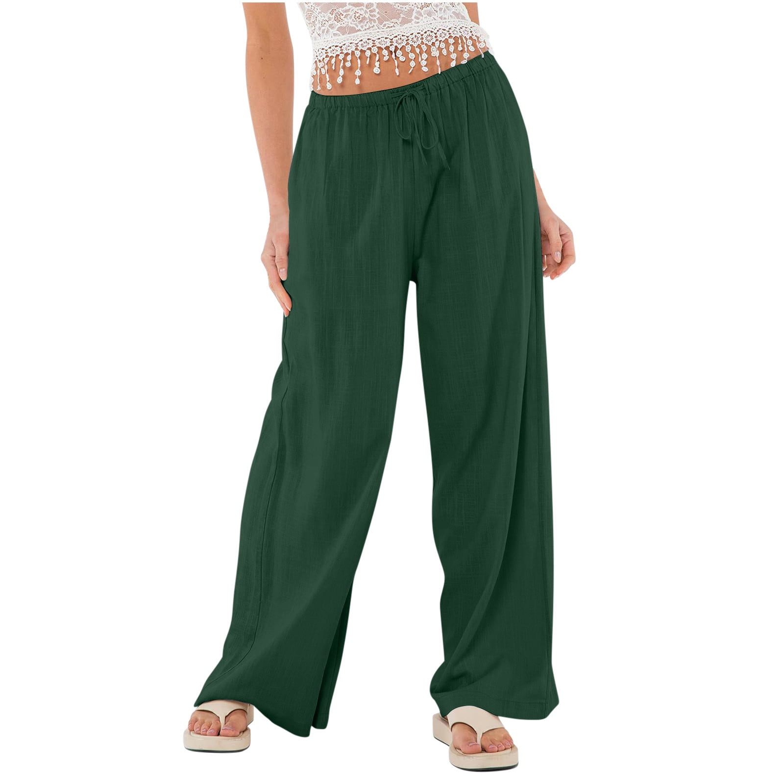Mgmyaa Wide Leg Pants Women, Plus Size Womens Slacks, Linen Bohemian ...
