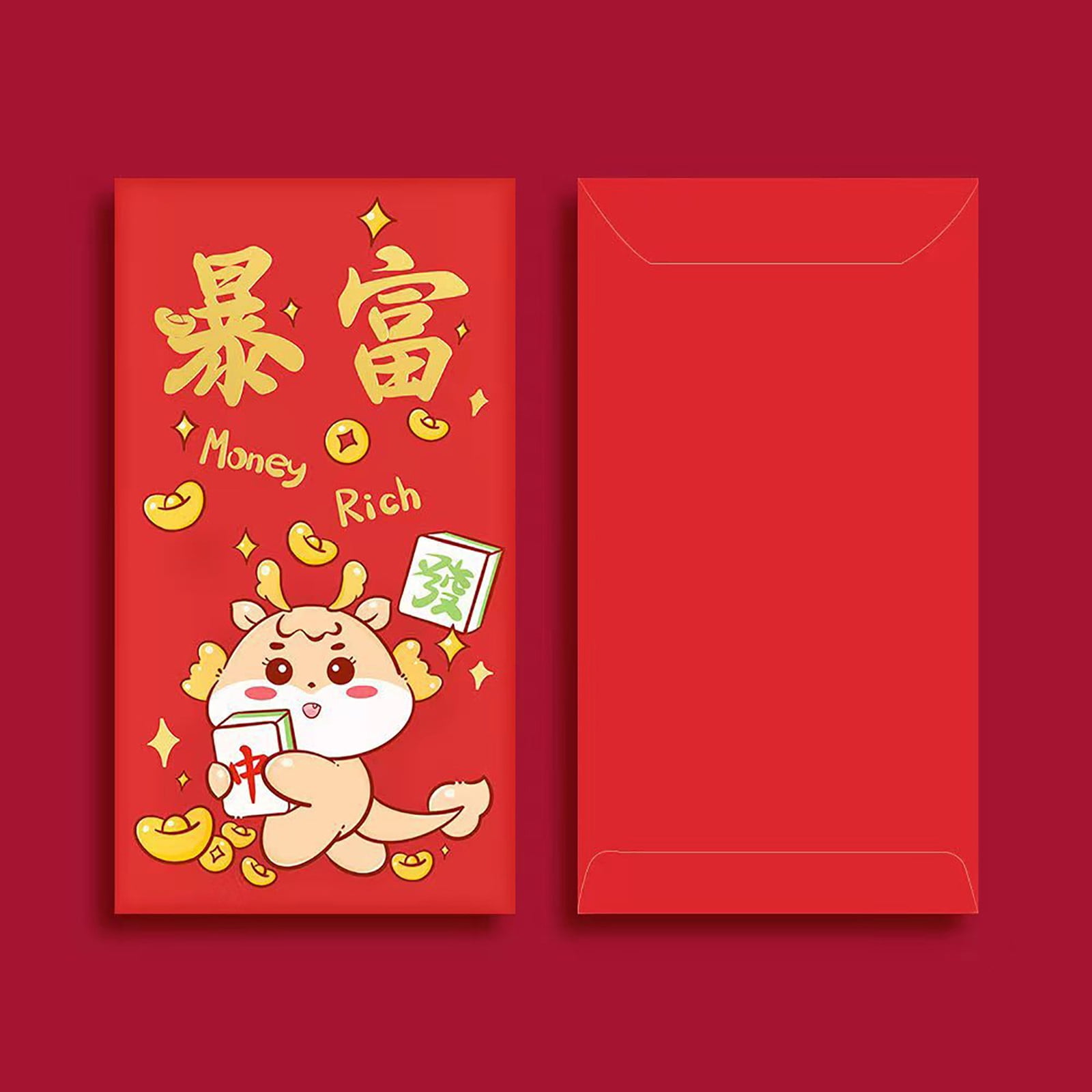 TUOBARR 8pcs 2024 Dragon Year Red Envelope New Year Gold Stamping Red ...