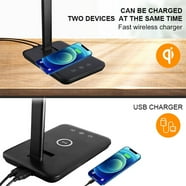 Portable LED Desk Lamp with Wireless Charging Station, USB Port, Auto ...