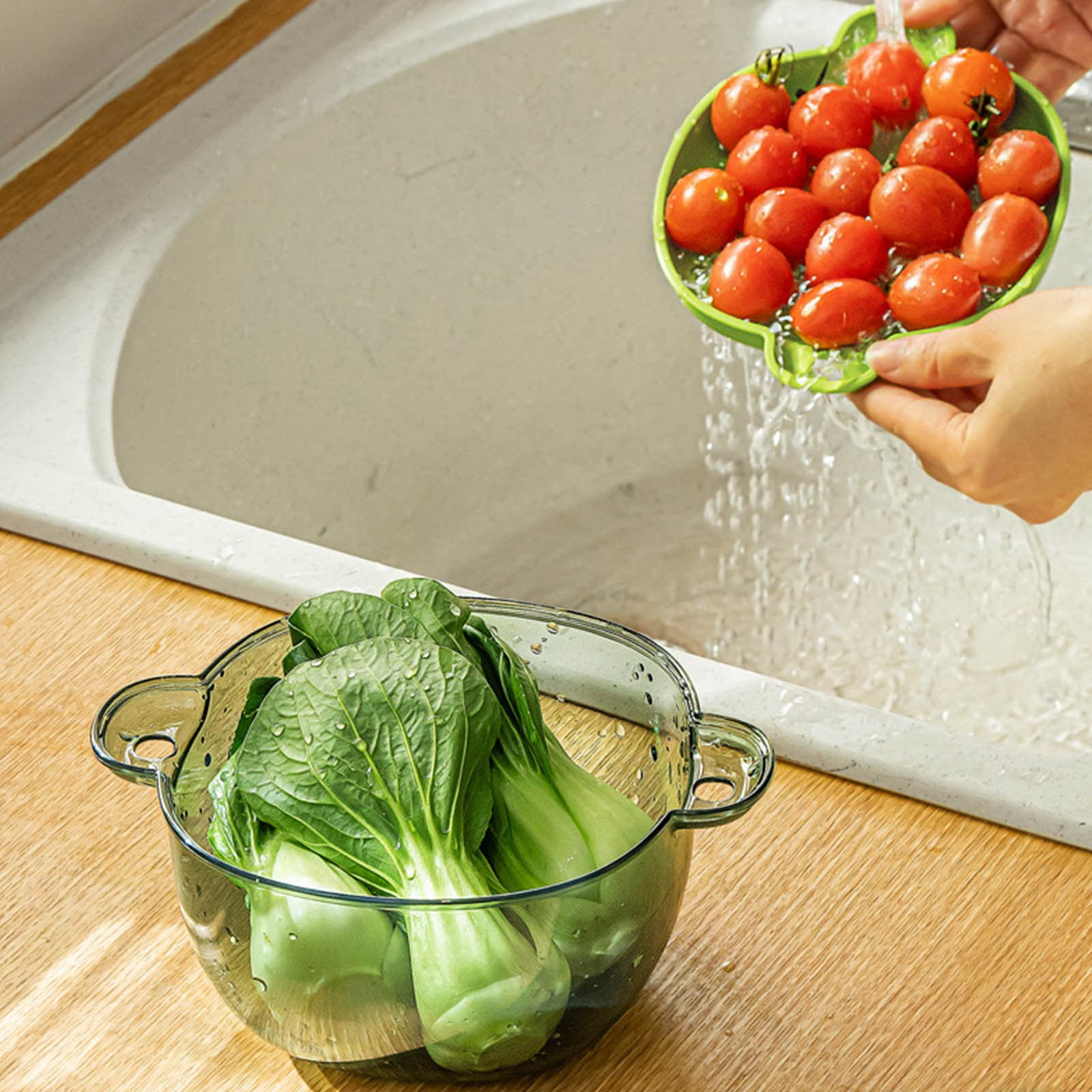 TUOBARR Large Kitchen Strainer Colander Bowl Set, Double-Layer Plastic ...