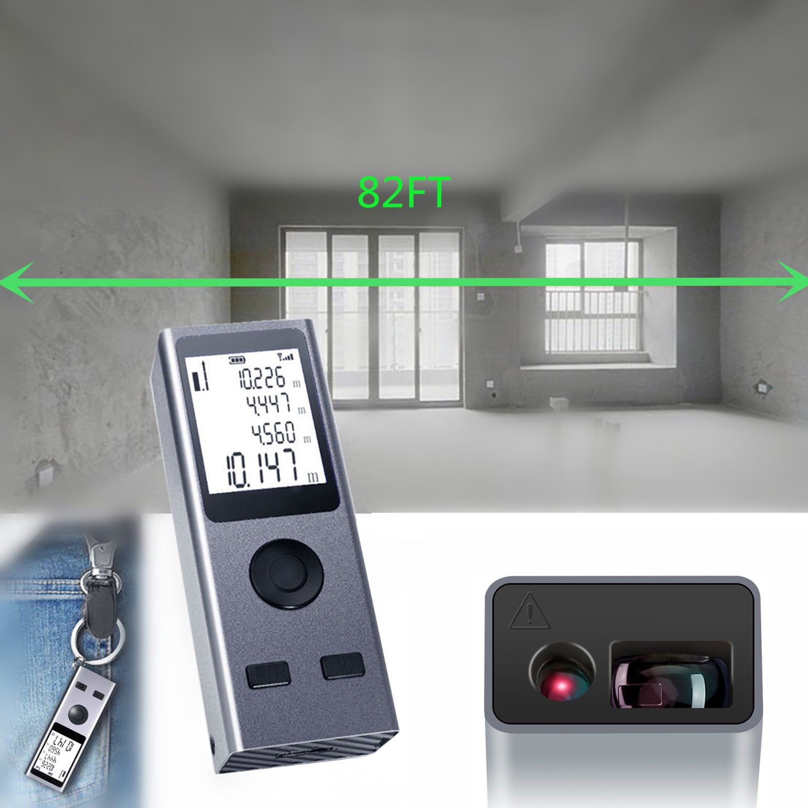TUOBARR Mini Distance Measurement Tool, 82Ft Rechargeable Distance ...