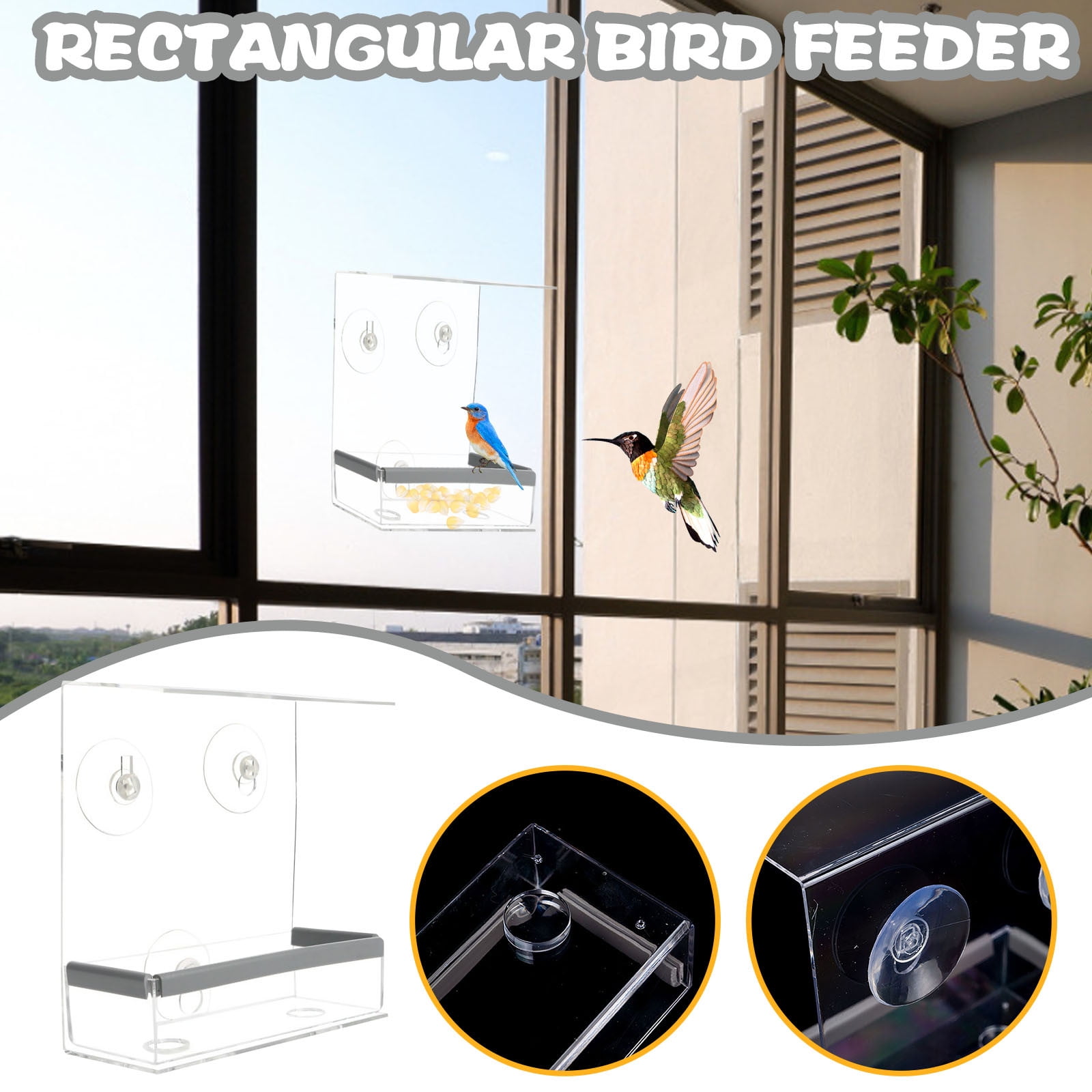 TUOBARR Outdoor Bird Feeder Outdoor Acrylic Windbreak Ball Bird Feeder ...