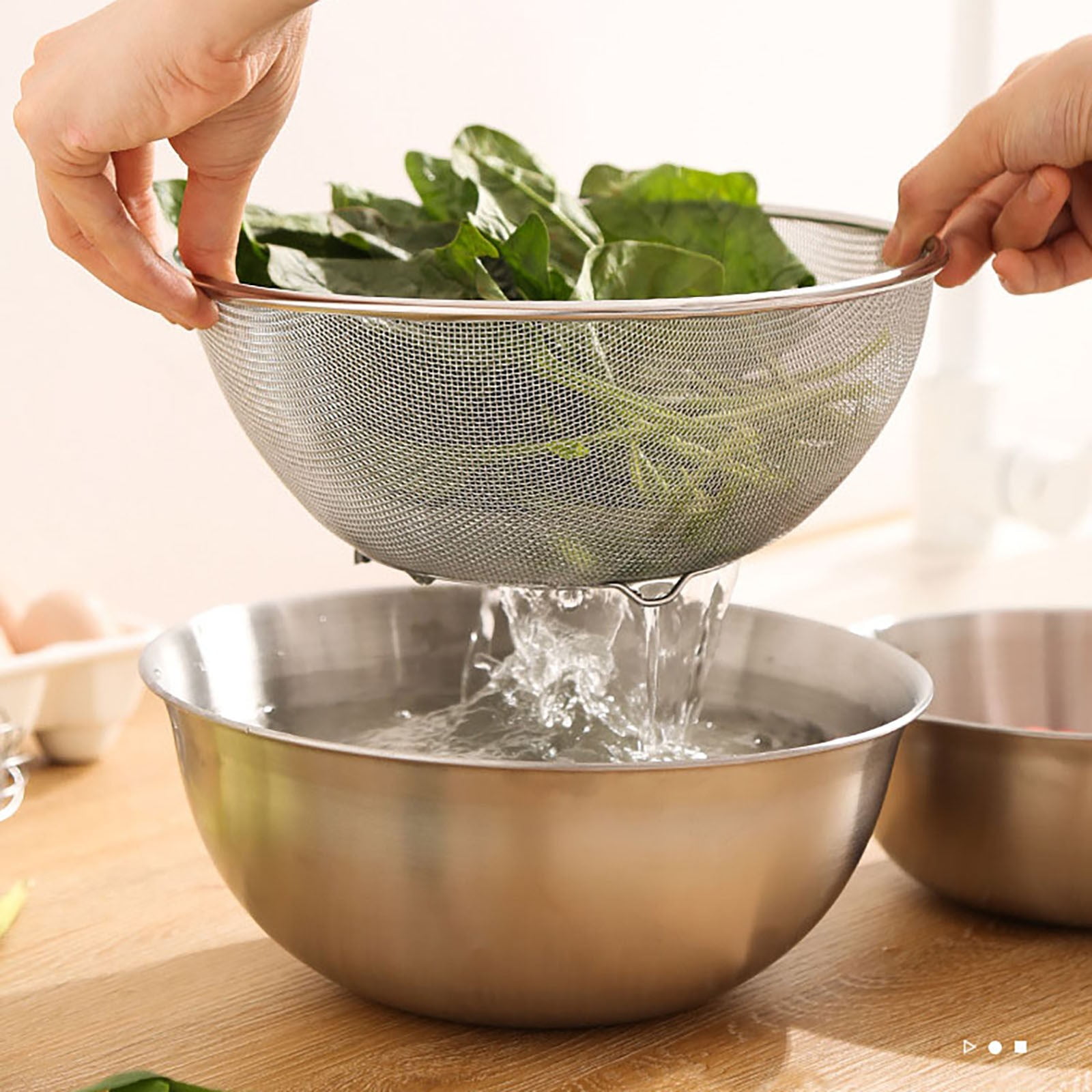 TUOBARR Stainless Steel Basin Set With Scale Salad Basin Fruit Basket ...