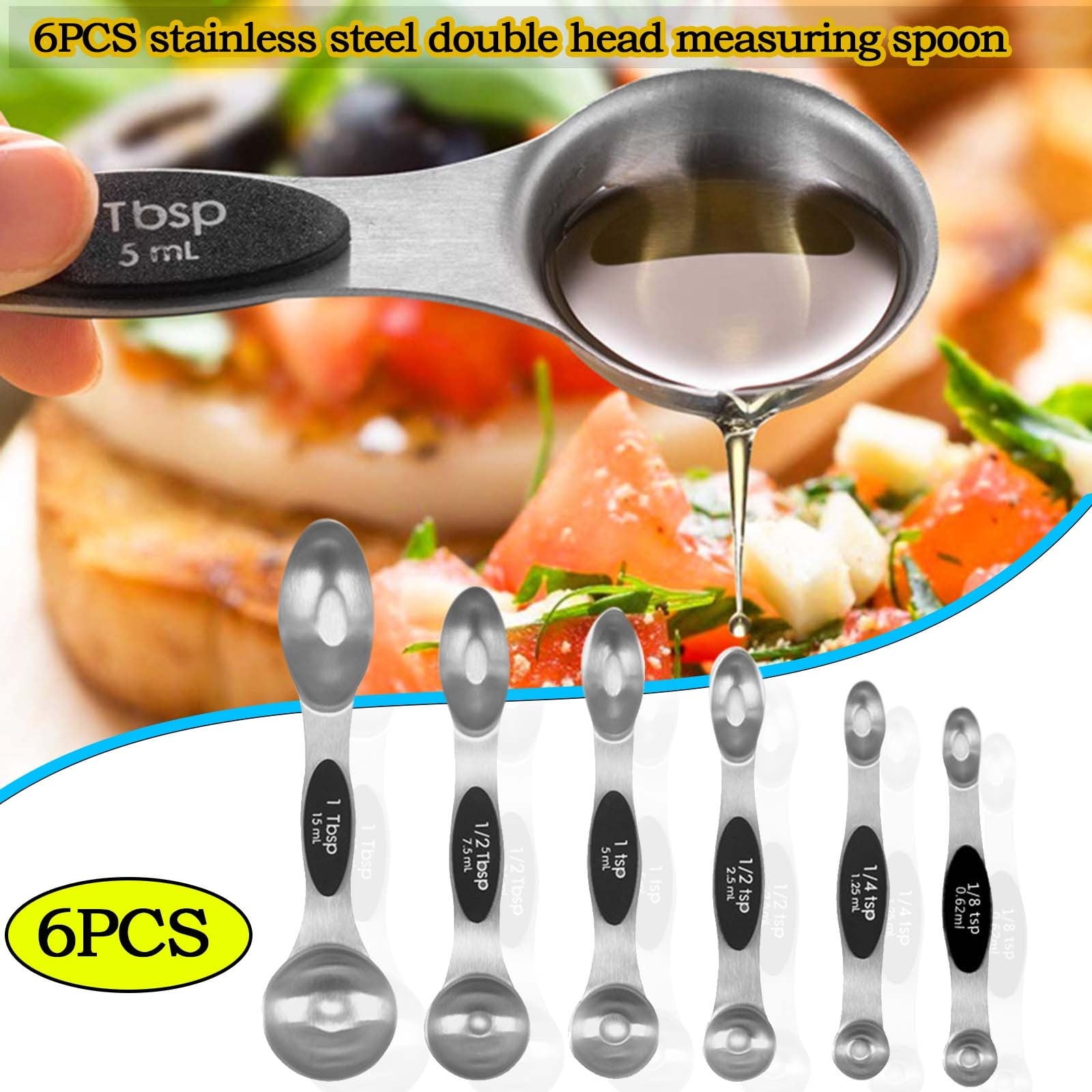 TUOBARR Stainless Steel Double-Headed Measuring Spoon 6-Piece Set ...