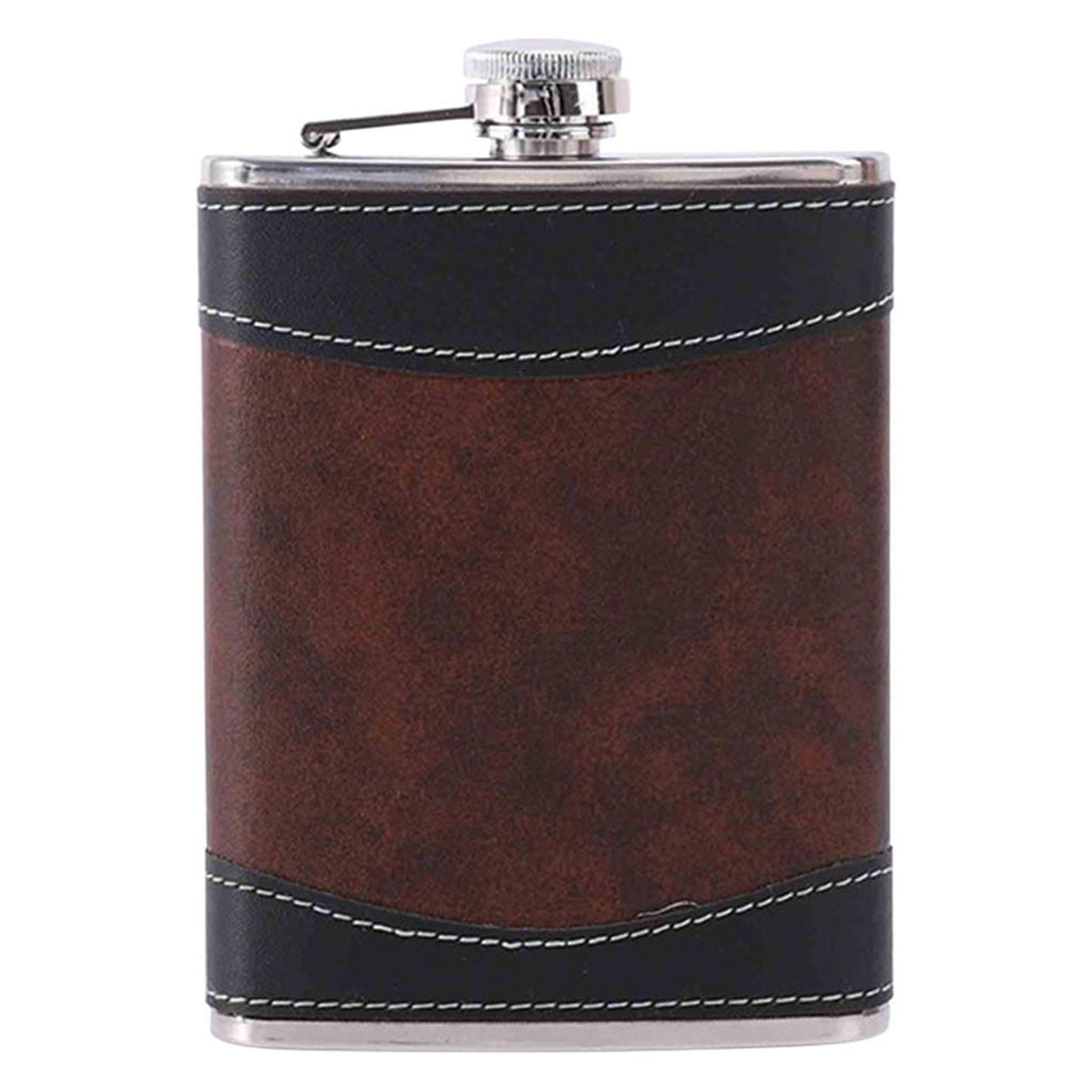 TUOBARR Stainless Steel And Stitched Leather Hip Flask , Pocket Design ...