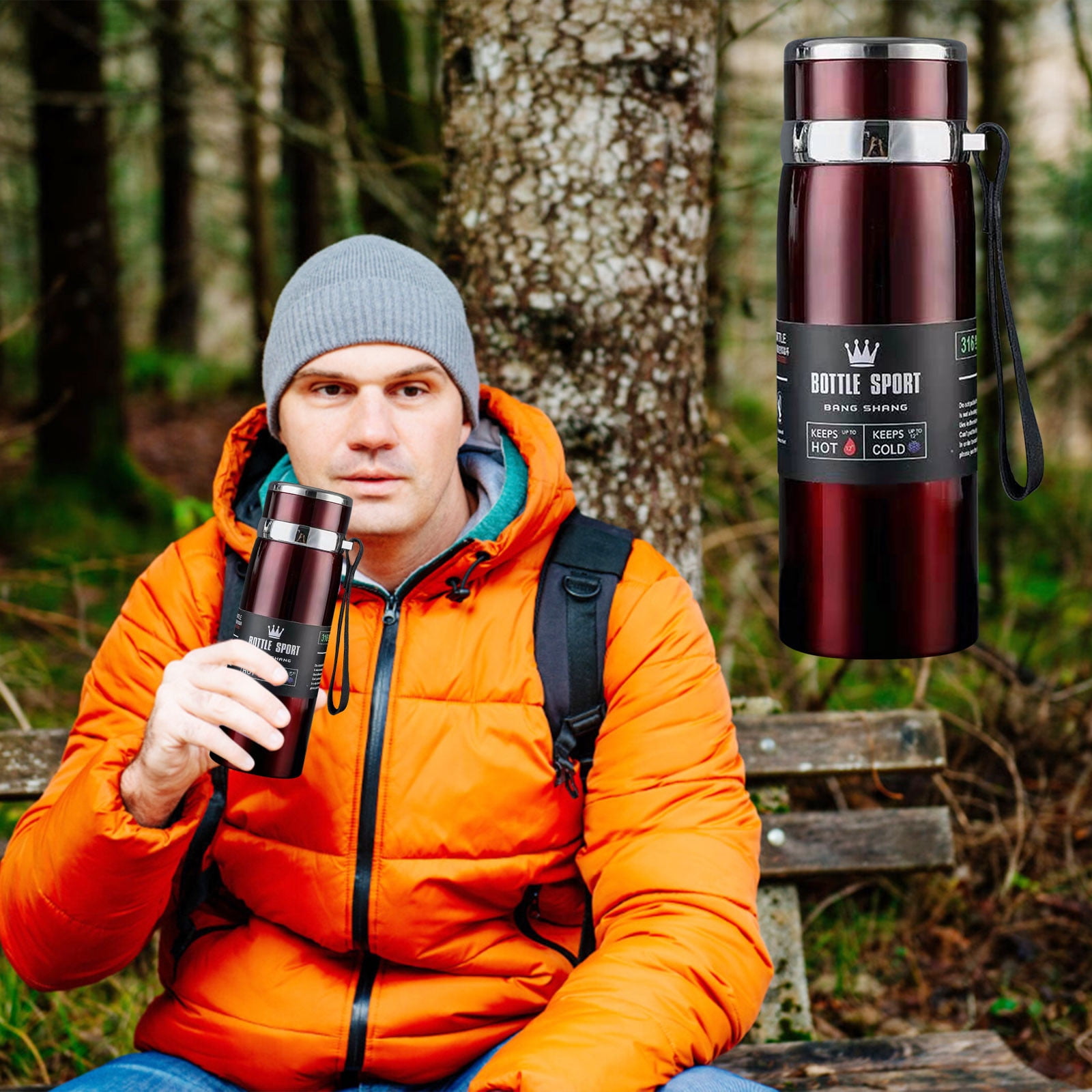 TUOBARR Winter Portable Rope Insulation Cup Stainless Steel Outdoor ...