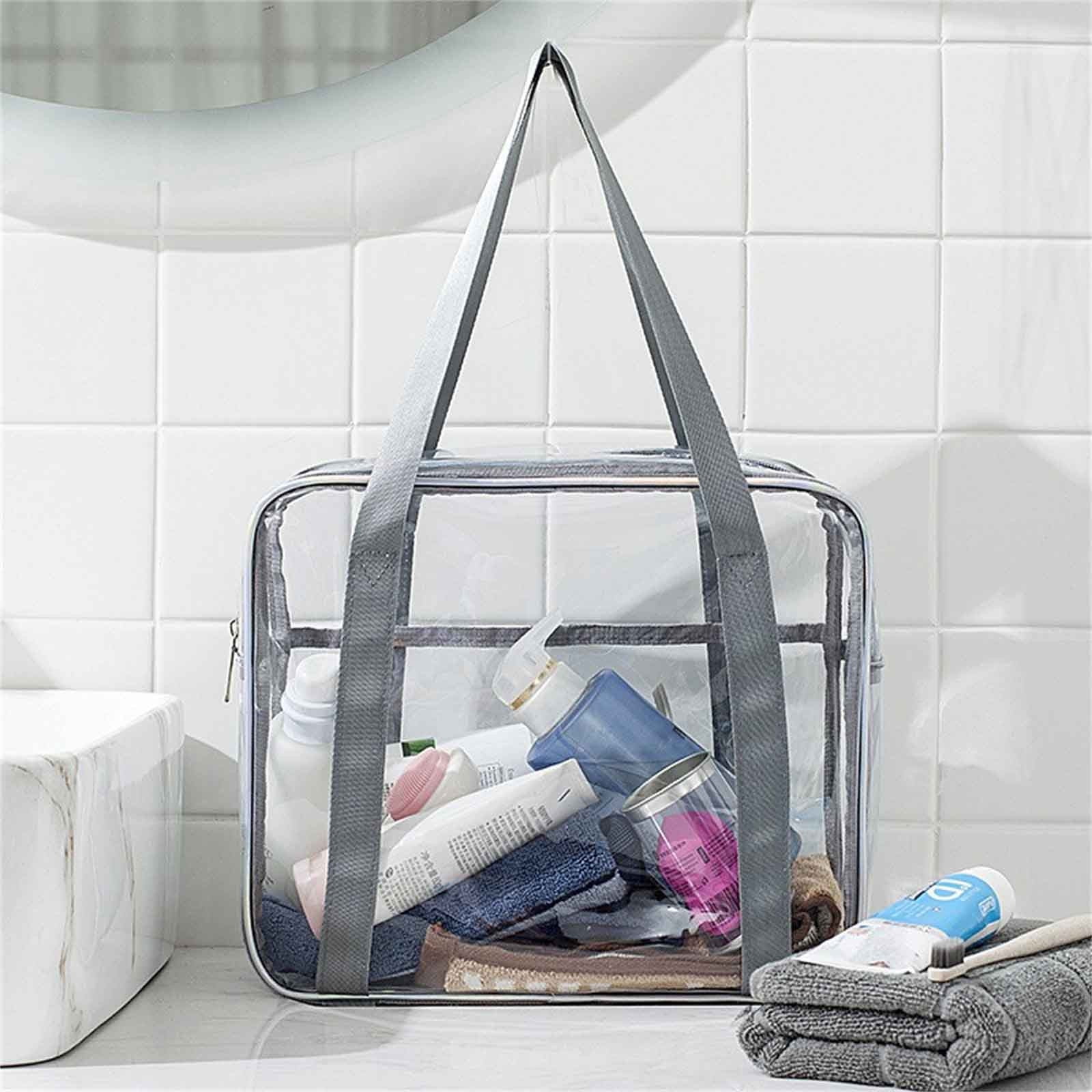 TUOBARR Zippered Tote Bag, Portable Bathroom Travel Bag In Clear PVC ...