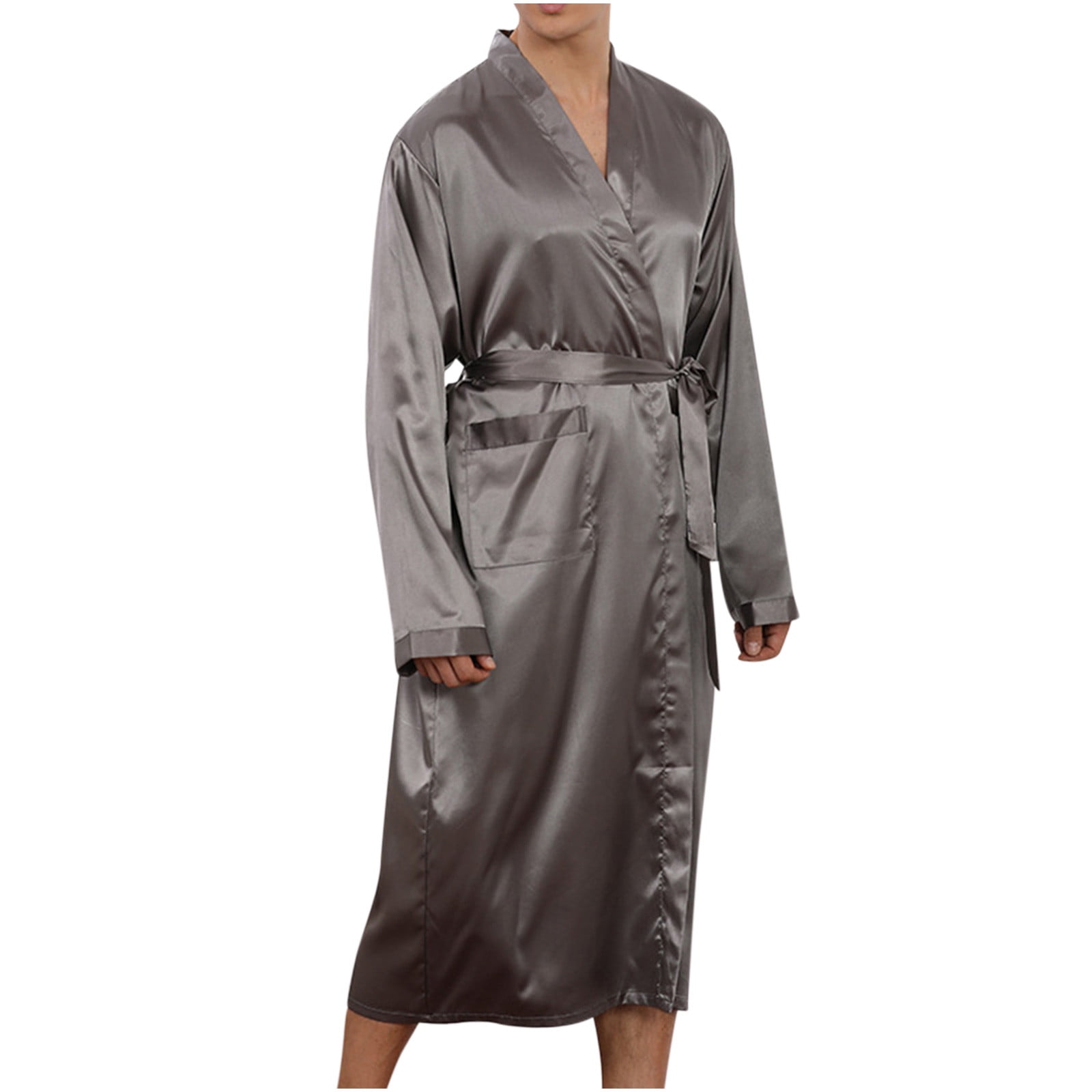 Summer Savings Clearance 2024 Itsun Mens Robe Men Solid Casual Long Sleeves Lace Up Home