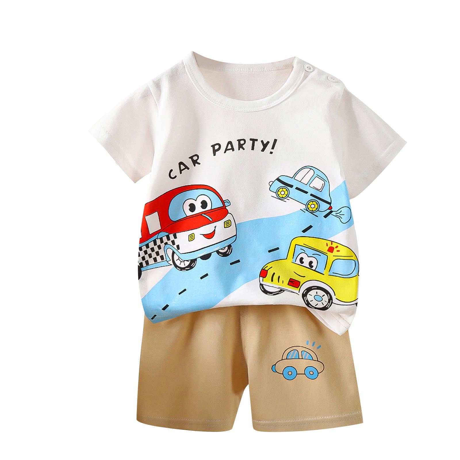 Bovxnpu Boys Girls 2 Piece Outfits, Girl Short Set Cute T-Shirt Shorts, Summer Thin Round Neck ...