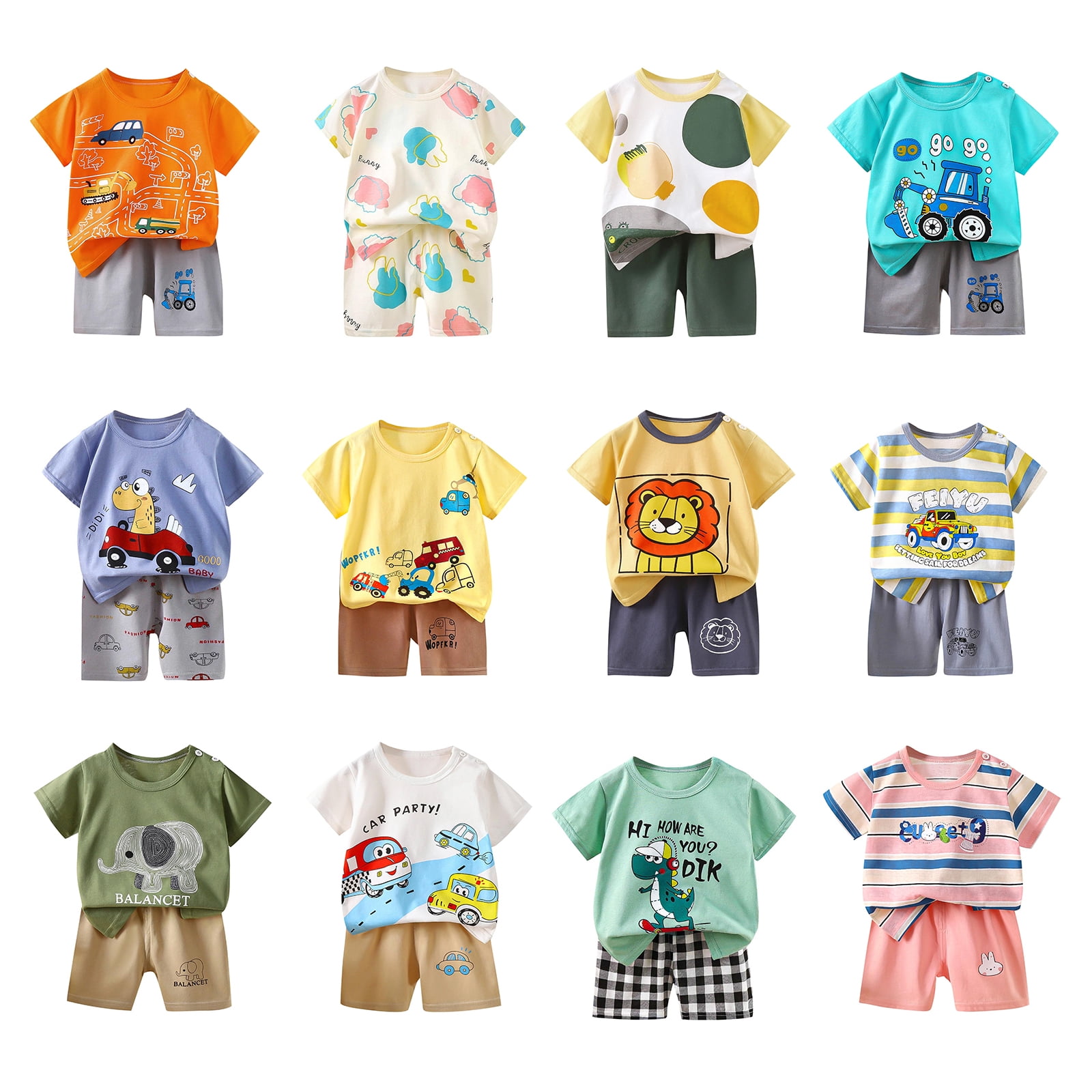 Bovxnpu Boys Girls 2 Piece Outfits, Girl Short Set Cute T-Shirt Shorts ...