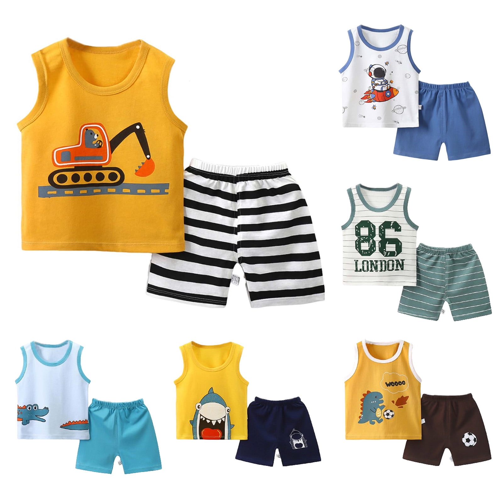 Bovxnpu Summer Boys Girls 2 Piece Outfits, Toddler Boys Casual Clothing ...