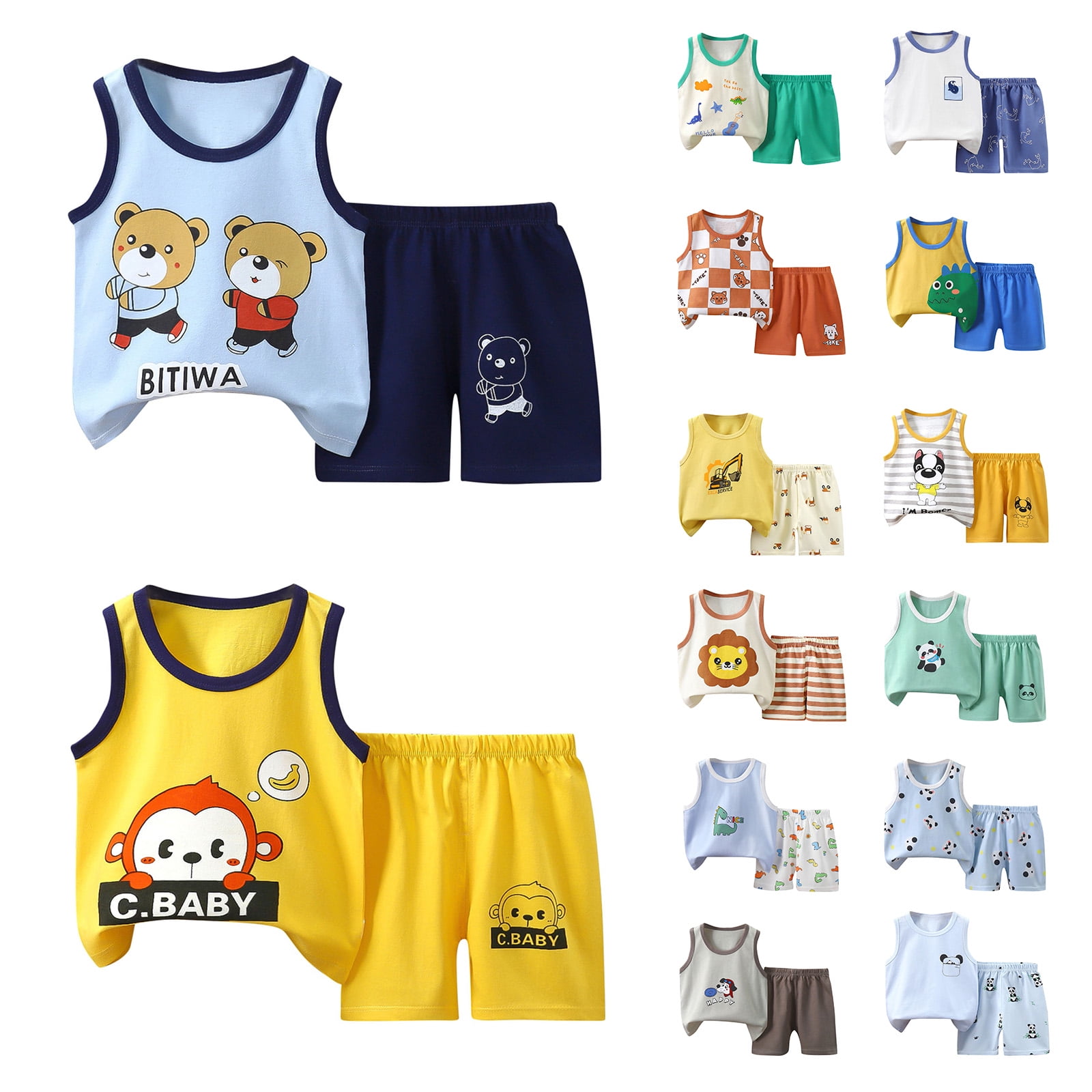 Bovxnpu Summer Boys Girls 2 Piece Outfits, Toddler Boys Casual Clothing ...