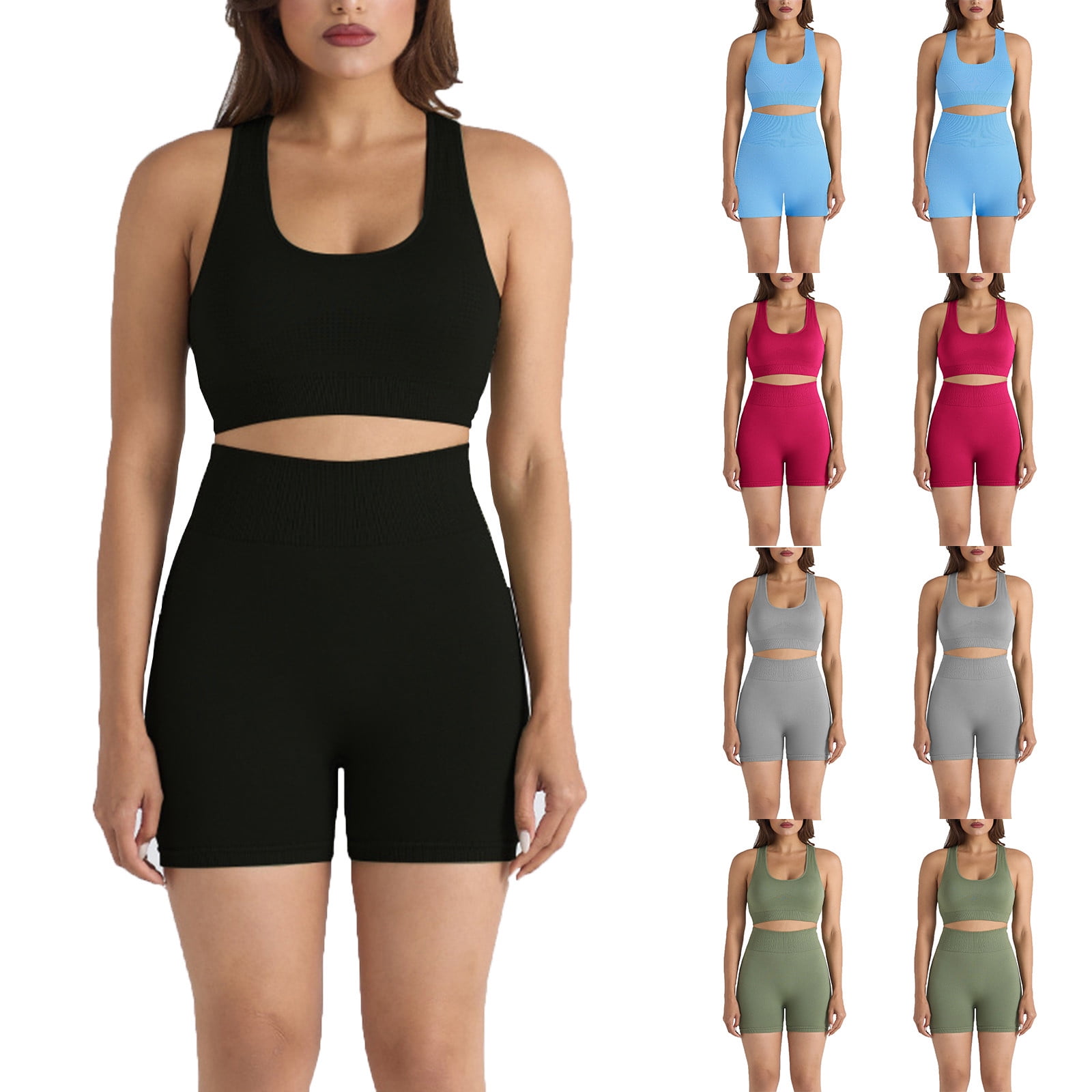 Bovxnpu Women Athletic Outfits, 2 Piece Workout Sets, Women's Solid ...