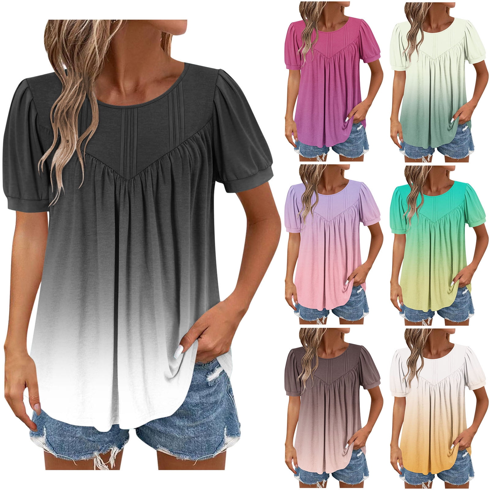Summer Savings Bovxnpu Womens Summer Tops, Plus Size Casual T Shirt ...