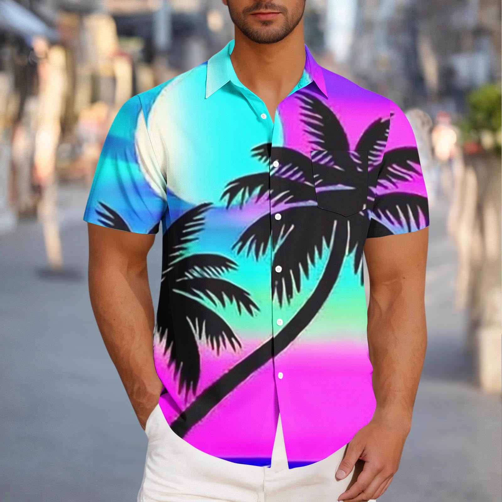 Summer Savings Clearance 2025! Horkkom Hawaiian Shirt for Men with ...