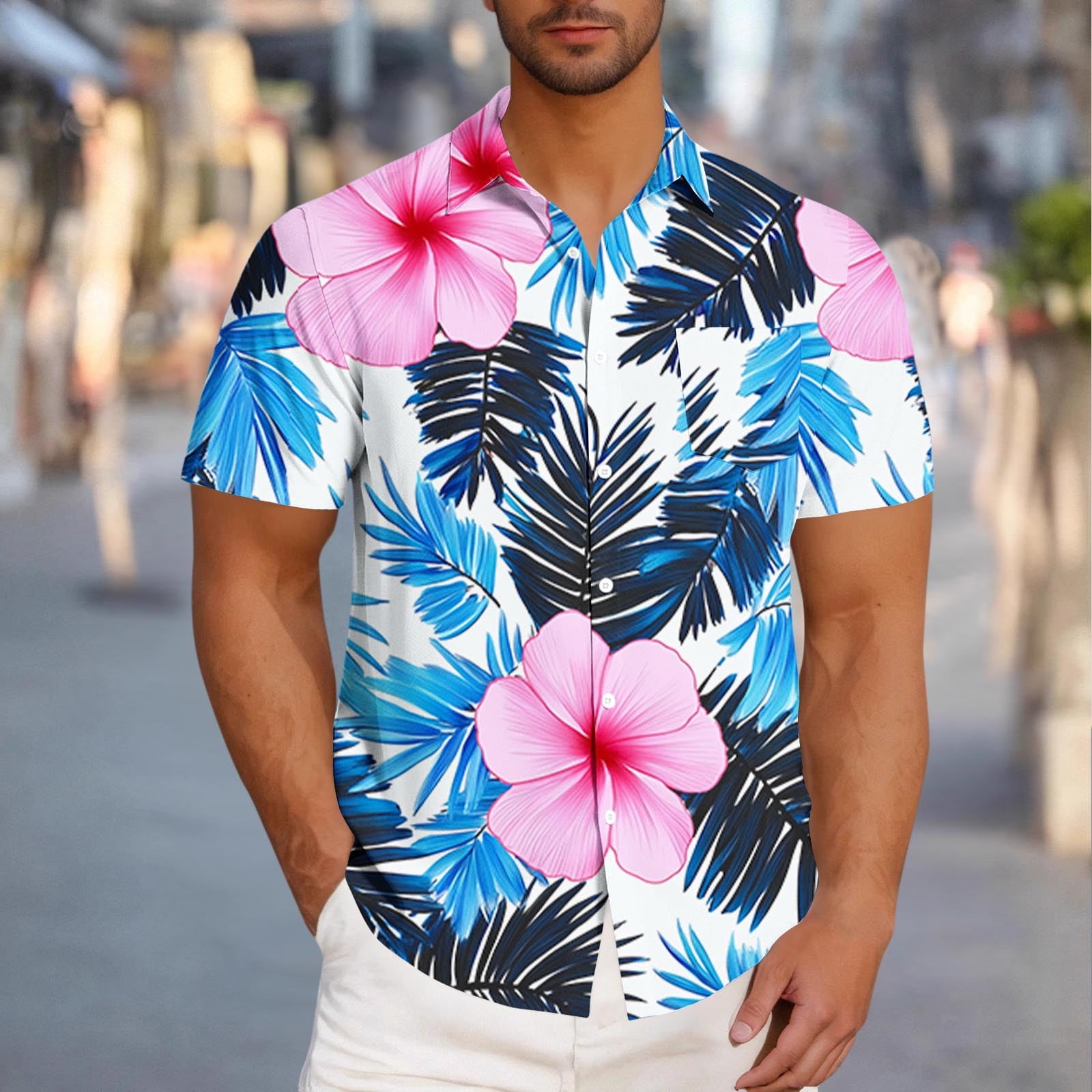 Summer Savings! Horkkom Hawaiian Shirt for Men Summer Short Sleeve ...