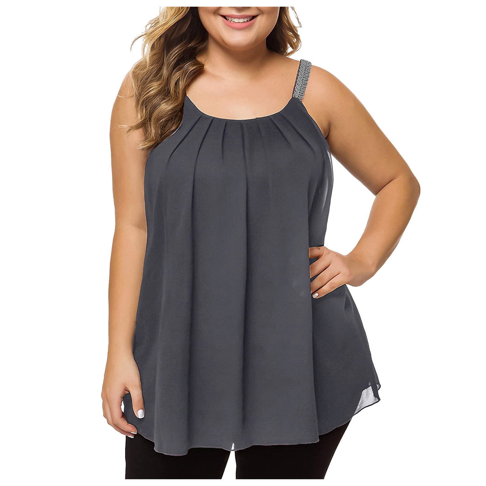 Summer Savings Clearance! Ahdbta Plus Size Tank Tops for Women Camisoles Cami Dress Loose Fit ...