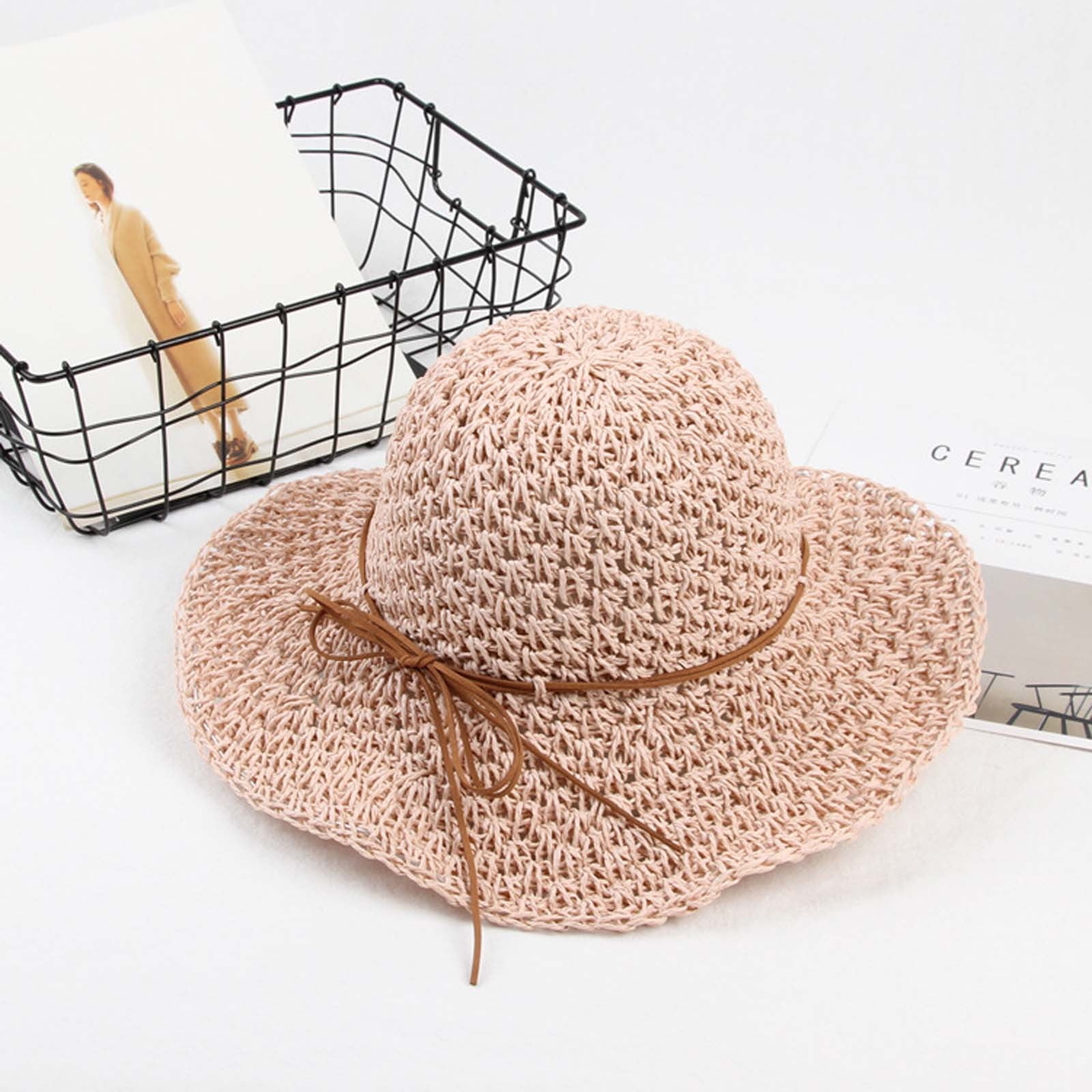 Summer Savings Clearance! Axiiglly Sun Hats for Women Wide Brim Straw ...