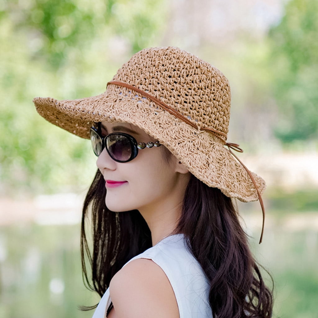 Summer Savings Clearance! Axiiglly Sun Hats for Women Wide Brim Straw ...