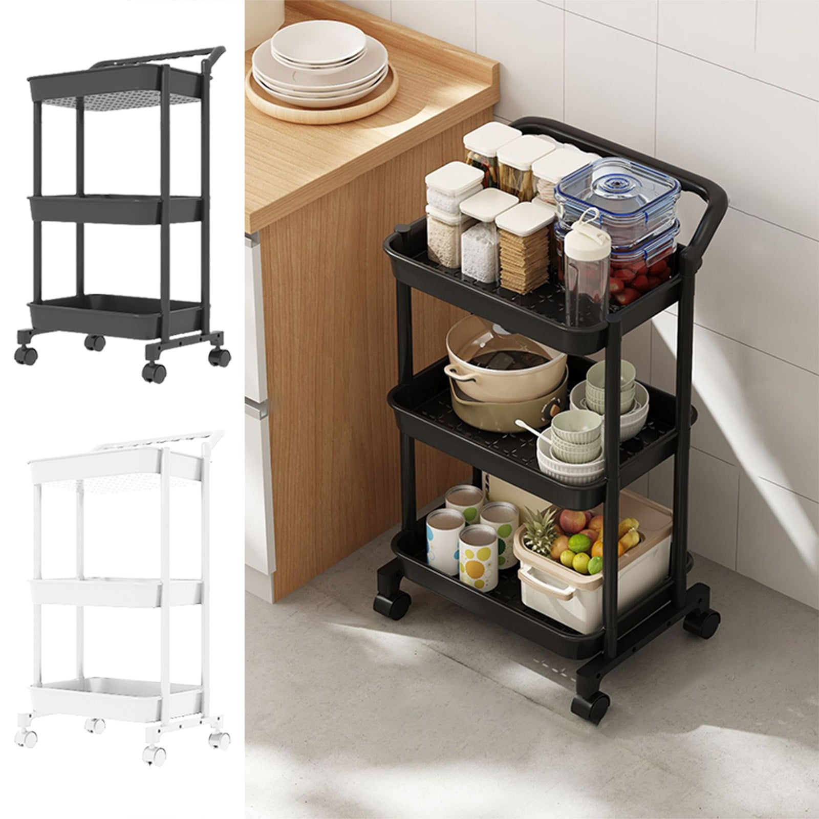 Summer Savings Clearance! Boovnll 3 tier rolling cart, Multifunction ...