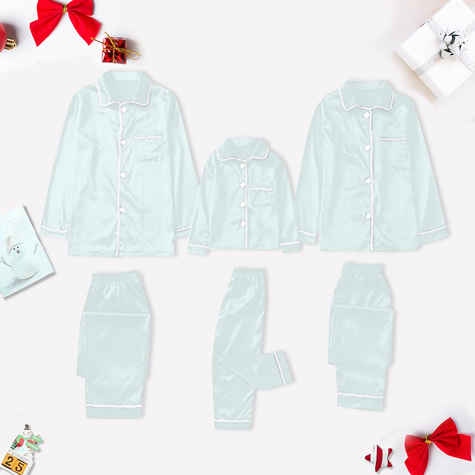 Summer Savings Clearance! Bxsruta 2 Piece Pajamas Set Satin Christmas ...