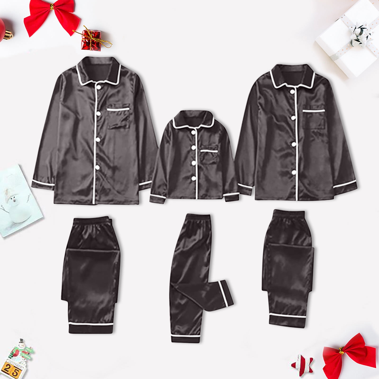 Summer Savings Clearance! Bxsruta 2 Piece Pajamas Set Satin Christmas ...