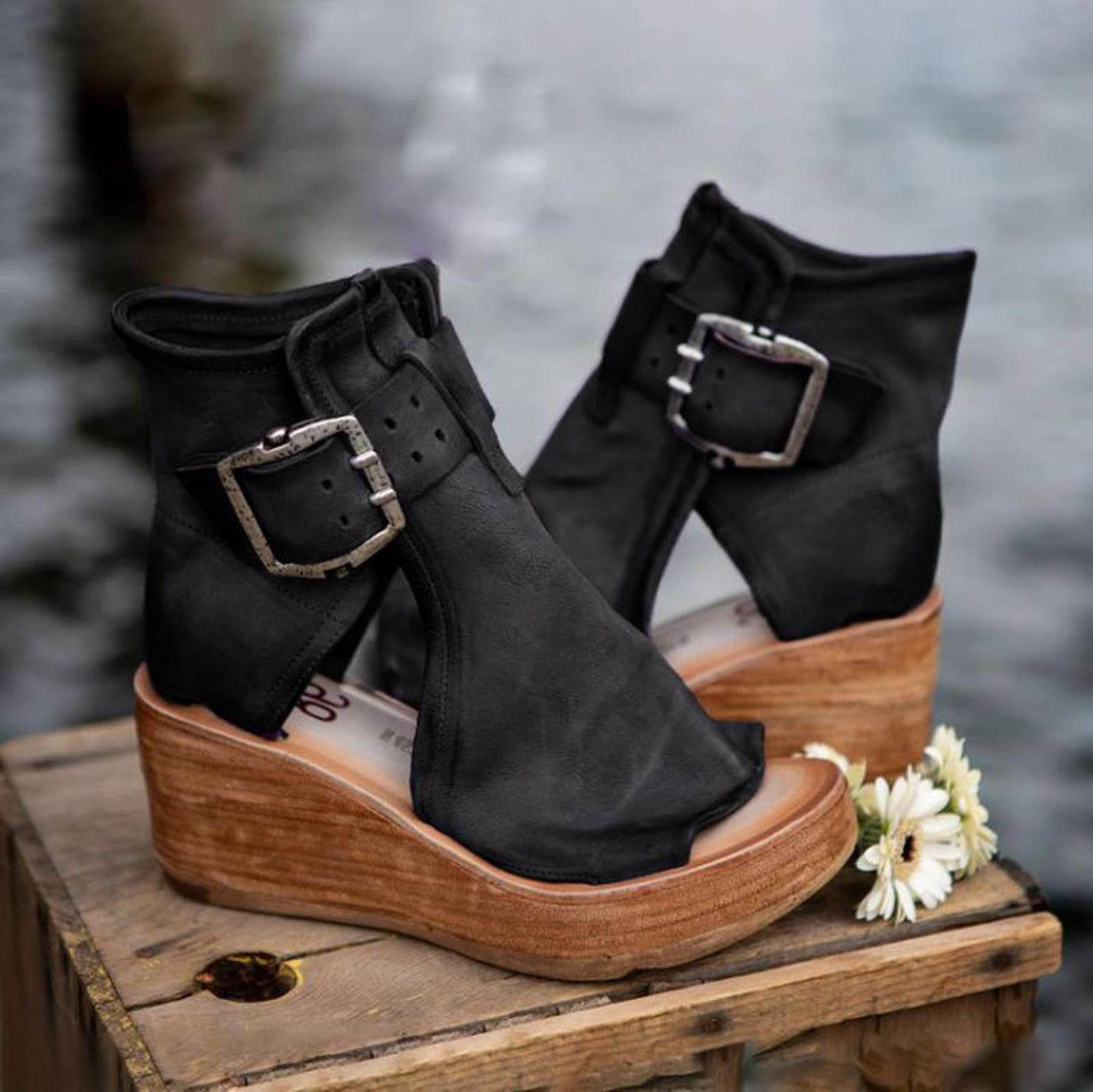 Summer Savings Clearance! Danhjin Women's High-top Wedge Sandals Thick ...