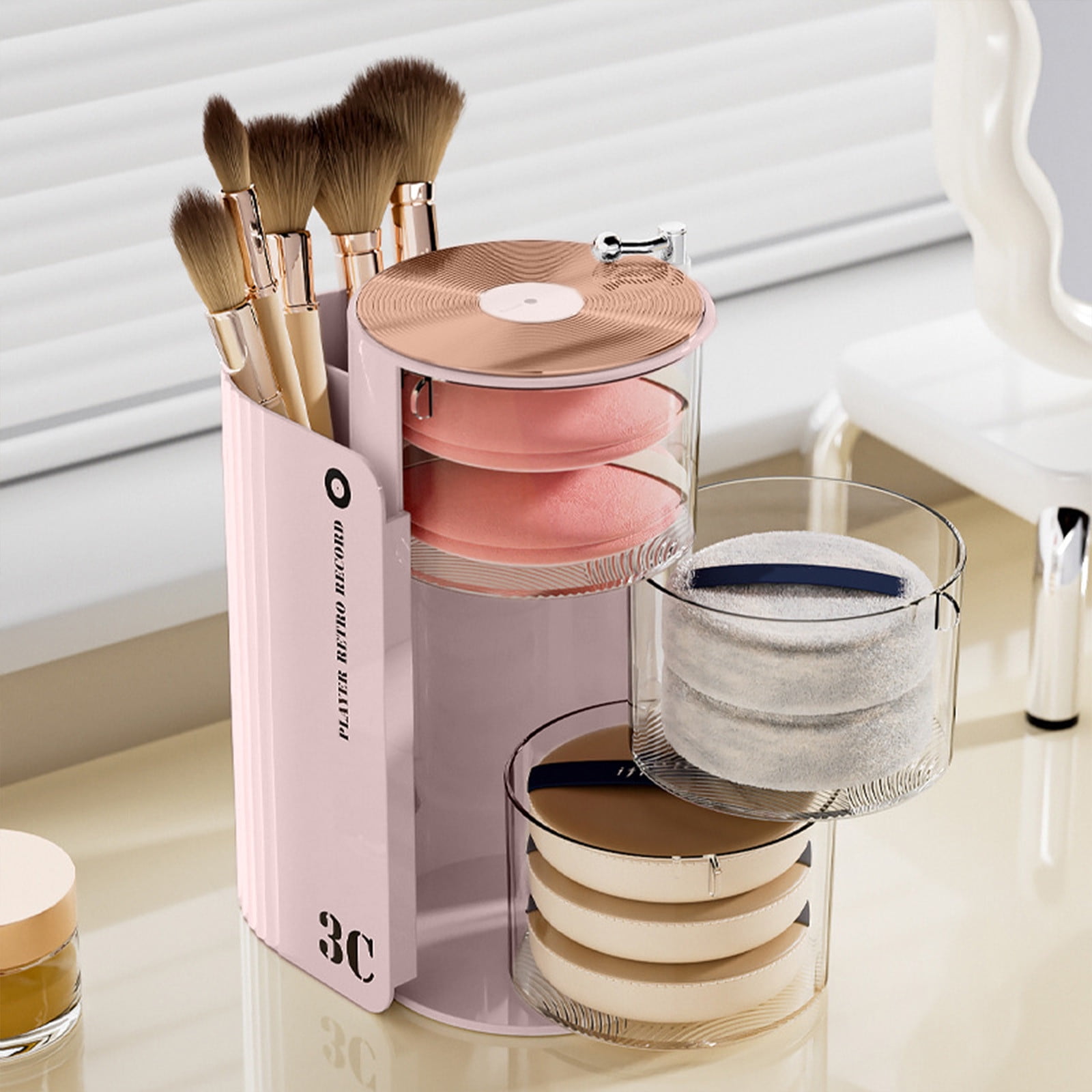 Desktop Organizers and Storage QTOCIO Powder Puff OrganiserRotating ...